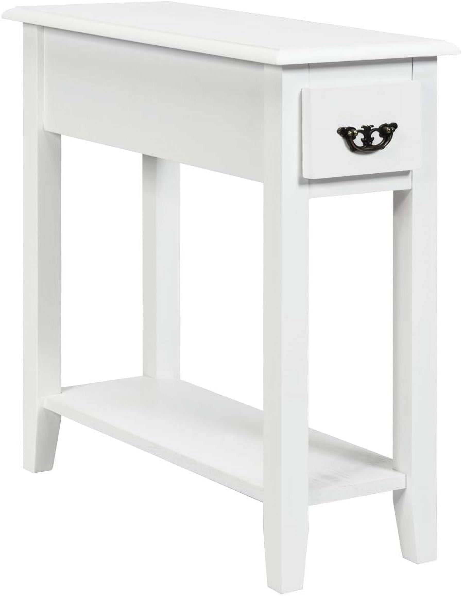 GlimmerGrove Narrow End Table, Slim Side Table with Drawer and Open ...