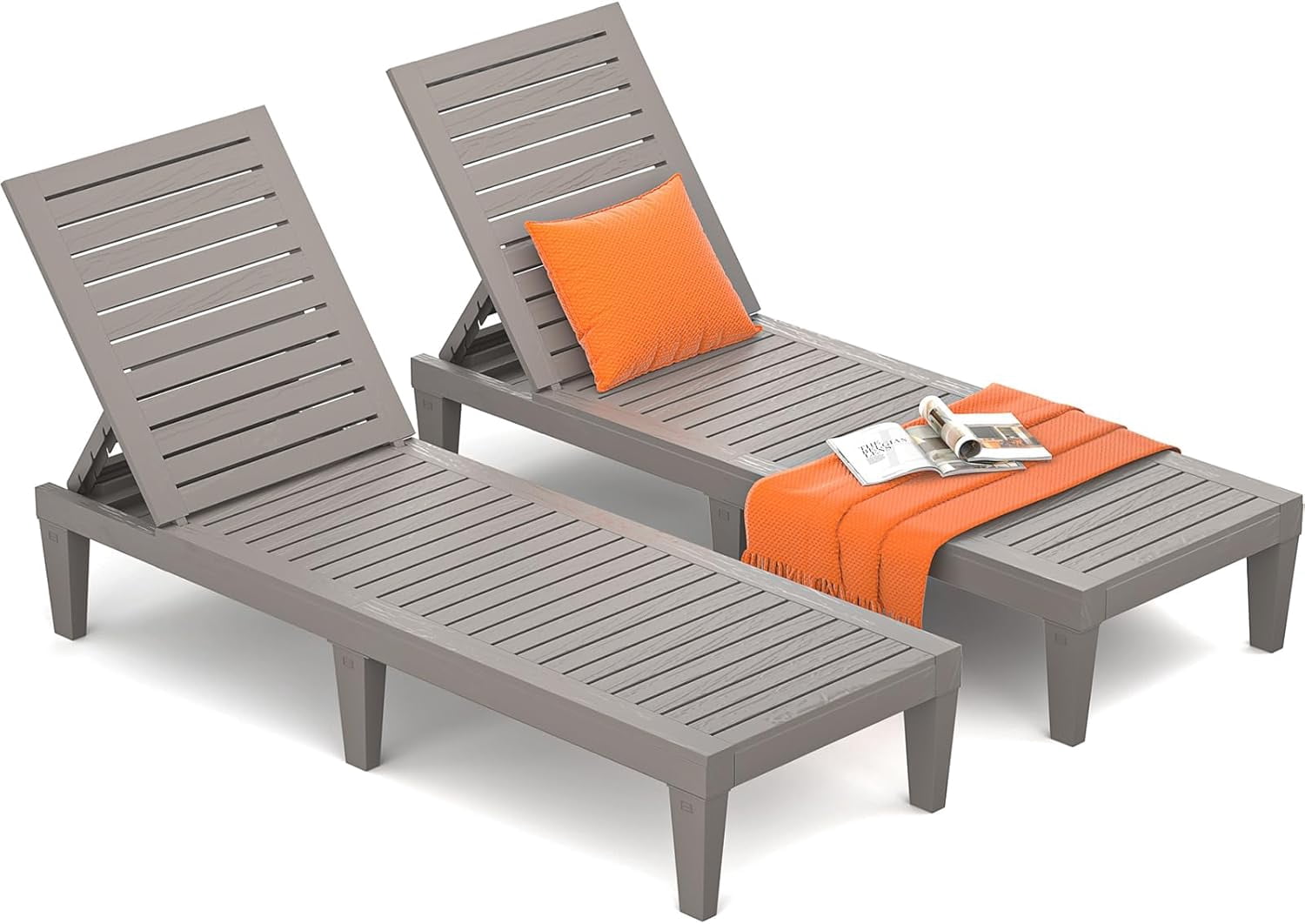 GlimmerGrove Outdoor Chaise Lounge Chair Set of 2 for Poolside Patio ...