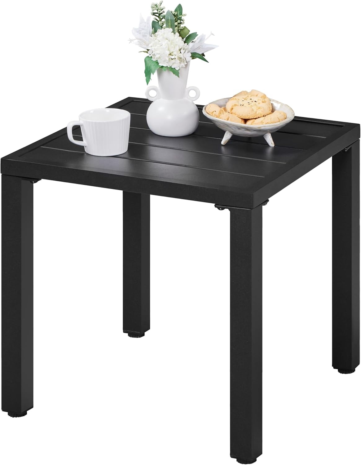 GlimmerGrove Outdoor Side Table, Small Metal Square Side Table, Easy ...