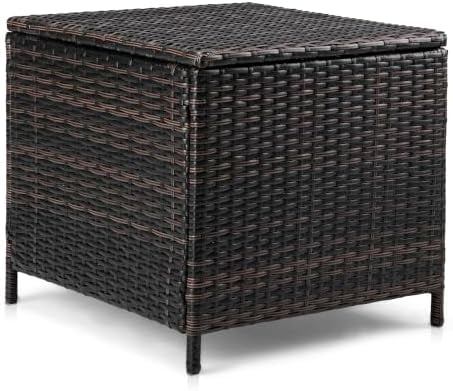 GlimmerGrove Outdoor Table with Storage, 27 Gallon Wicker Outdoor ...