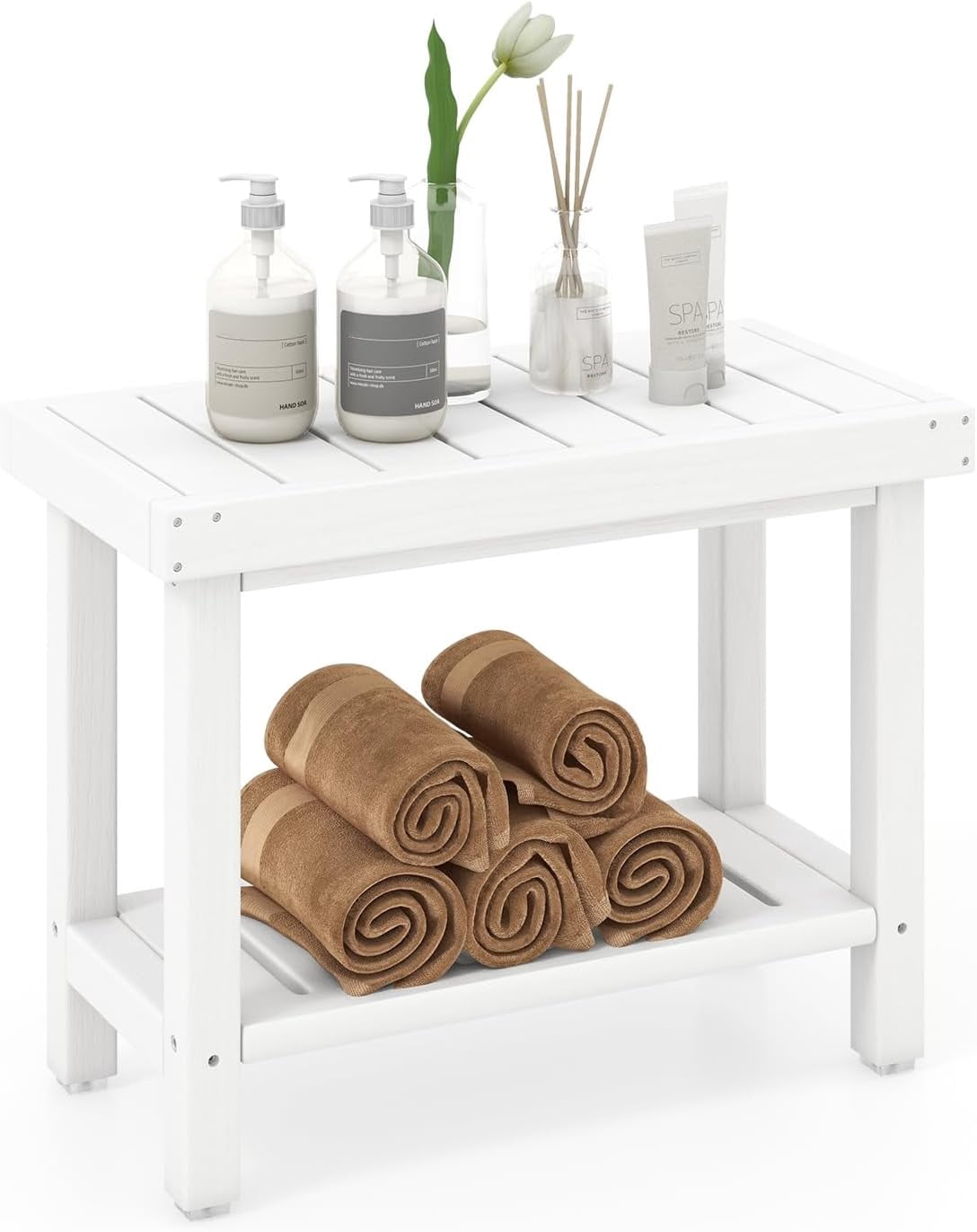 GlimmerGrove Shower Bench Stool, Waterproof HDPE Shower Seat with ...