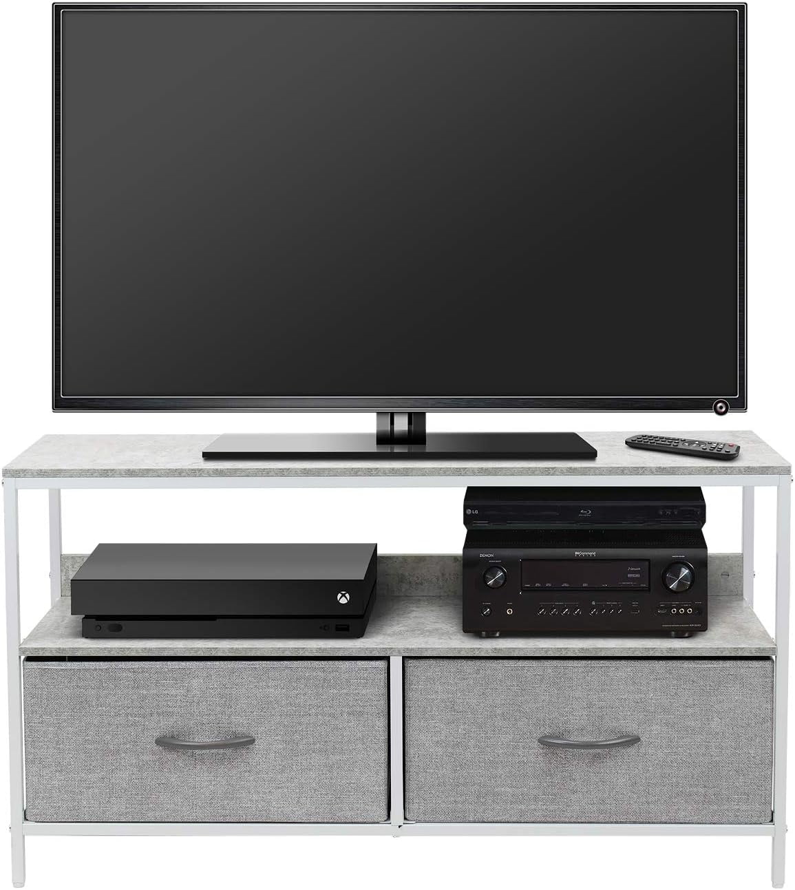 GlimmerGrove TV Stand Dresser with 2 Drawers - Television Riser Chest ...