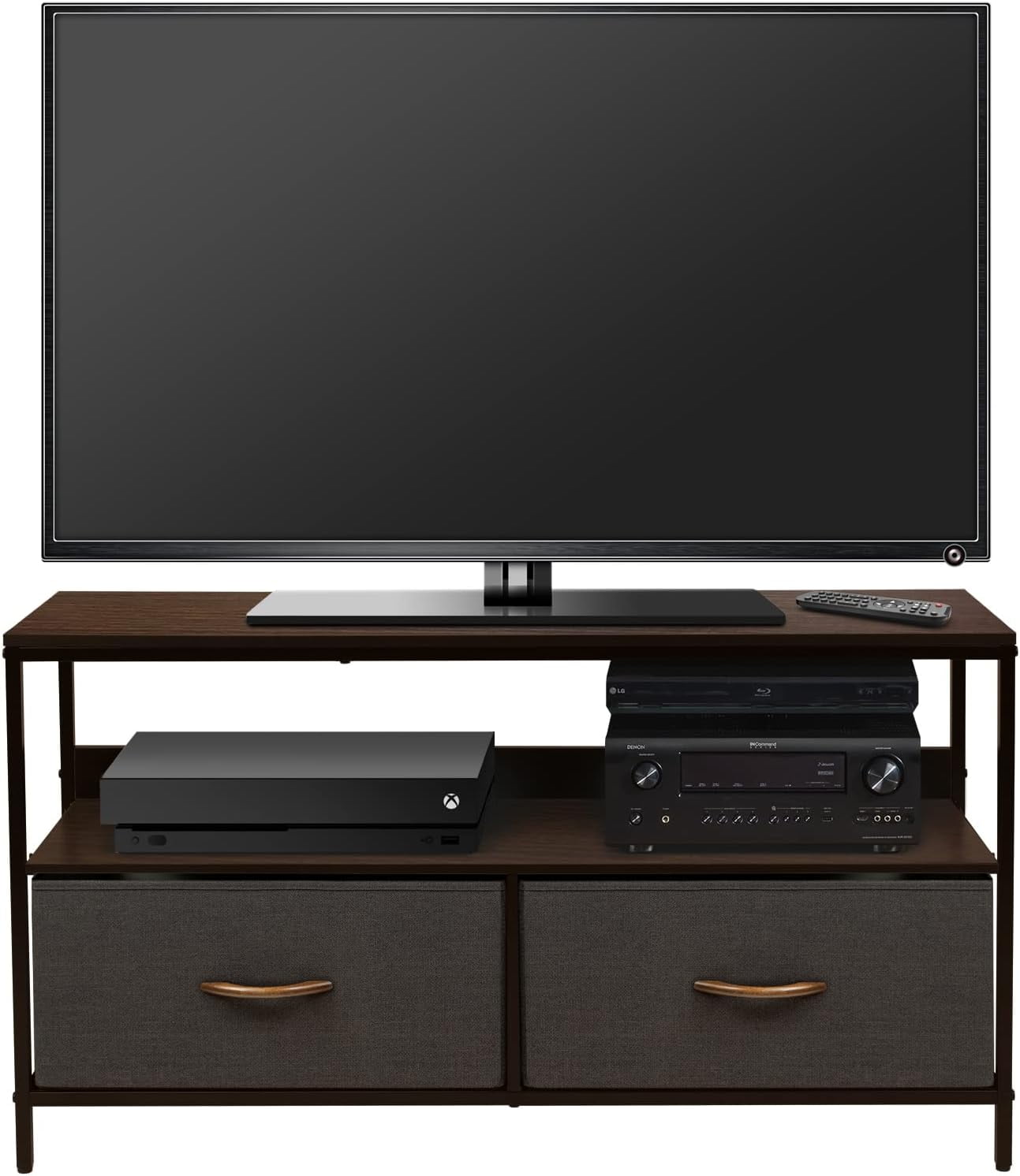 GlimmerGrove TV Stand Dresser with 2 Drawers - Television Riser Chest ...