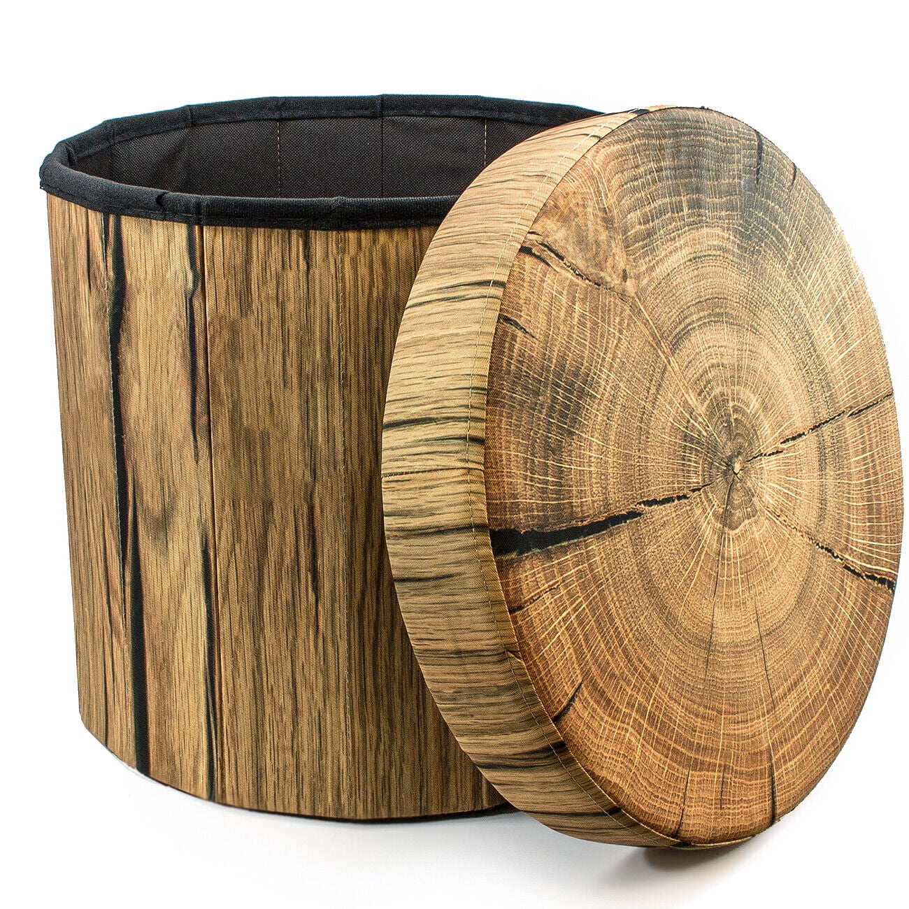 GlimmerGrove Tree Stump Stool, Toy Storage Ottoman 15 Inch Fake tree ...