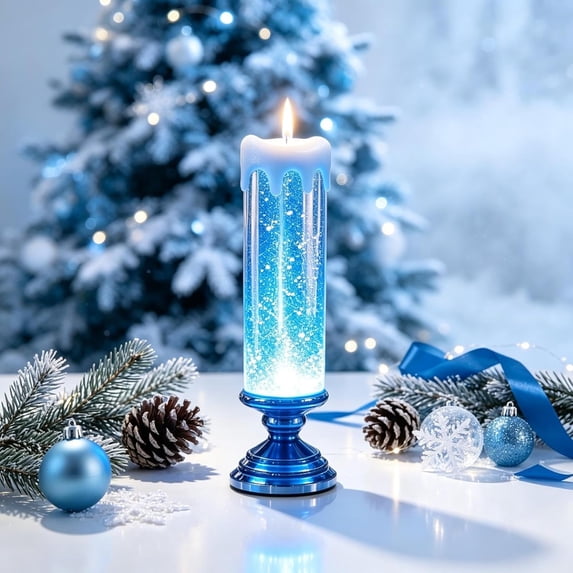 Glimmering Glitter Glow Candle, 10in Flameless Sparkling Lantern Decor ...