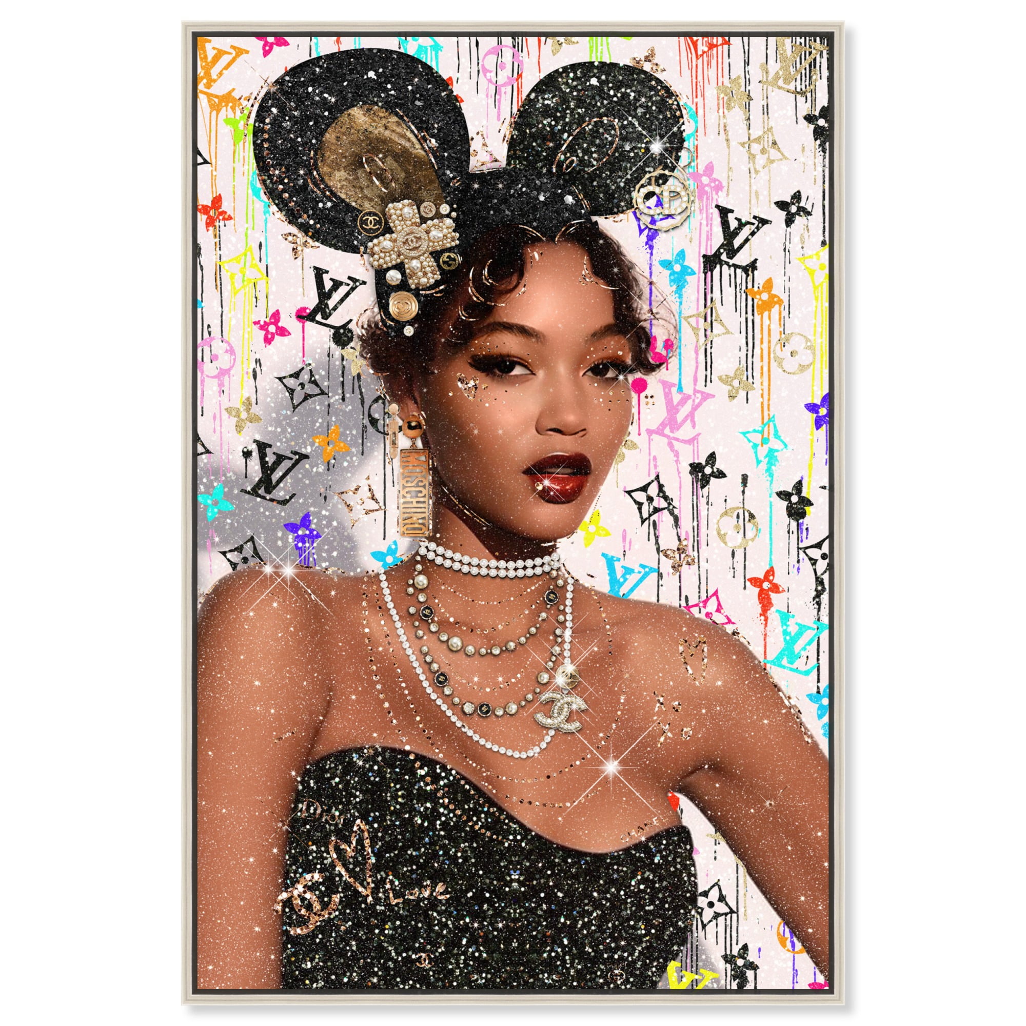 Glimmering Magical Elegance Canvas Glam Women Art by Art Remedy, Silver Frame, 10" x 15 ...