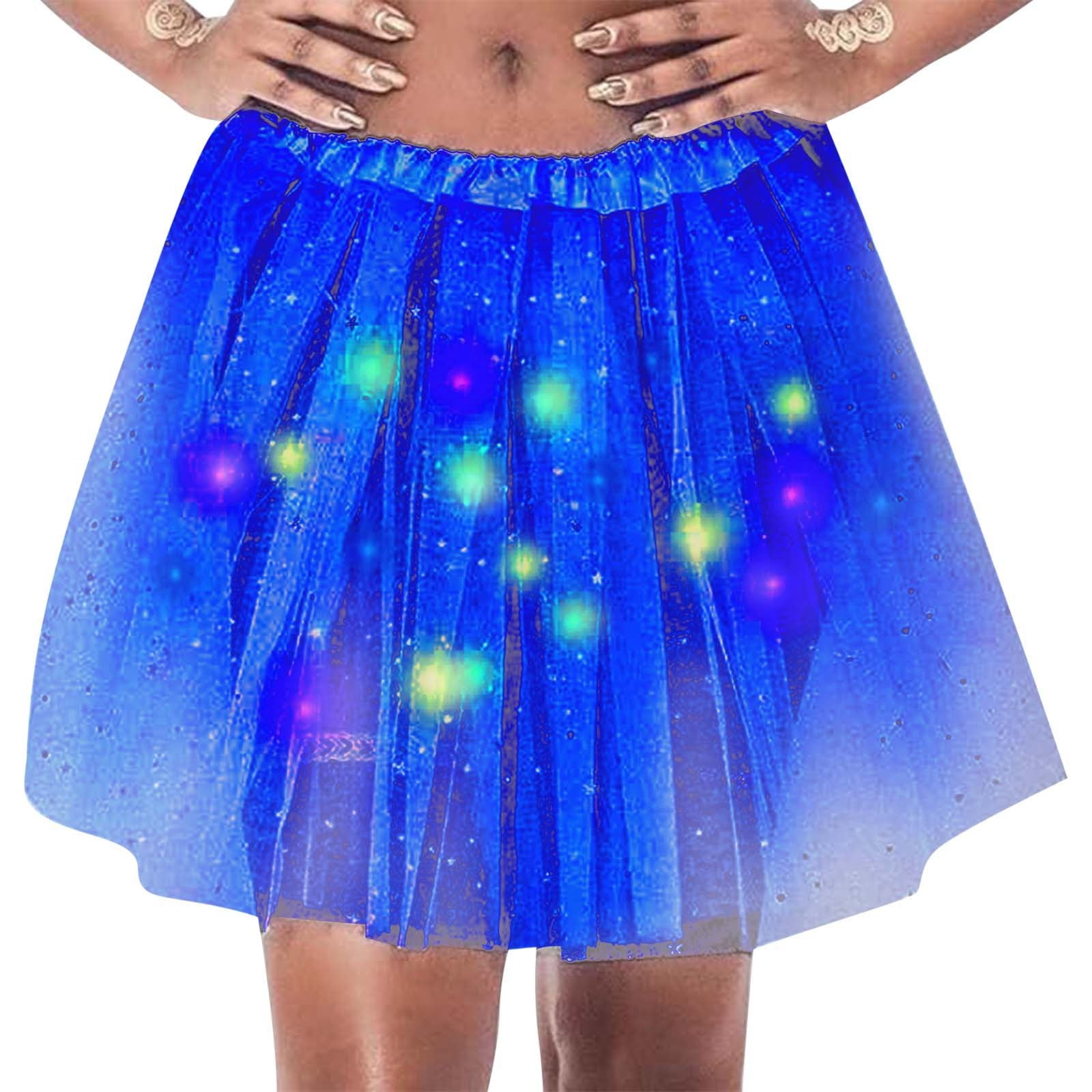 Glimmering Sequin LED Light Up Skirt Tutu Party Wear Sparkling Starry ...