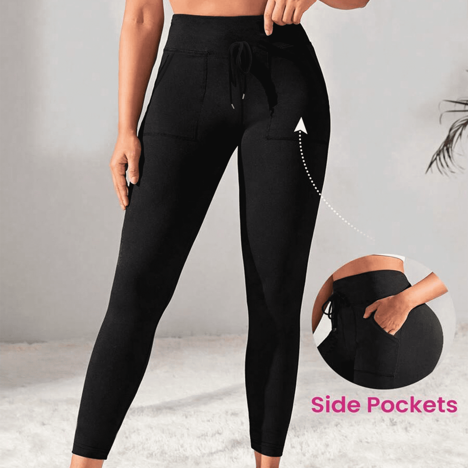 Valueadd Women Yoga Pants With Pockets High Waisted Drawstring Athletic ...