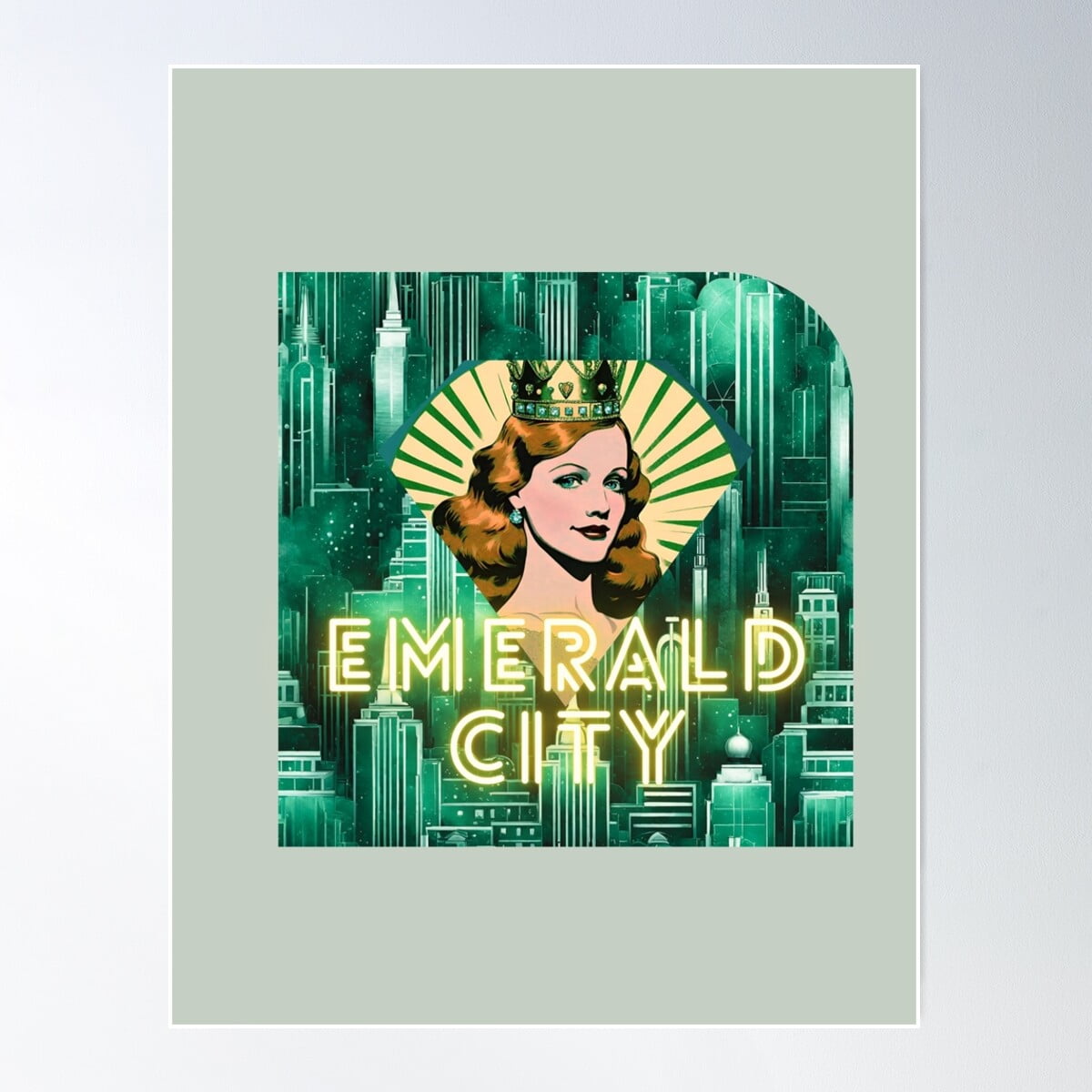 Glinda Emerald City Art Deco Poster Wall Art, Modern Wall Decor For ...