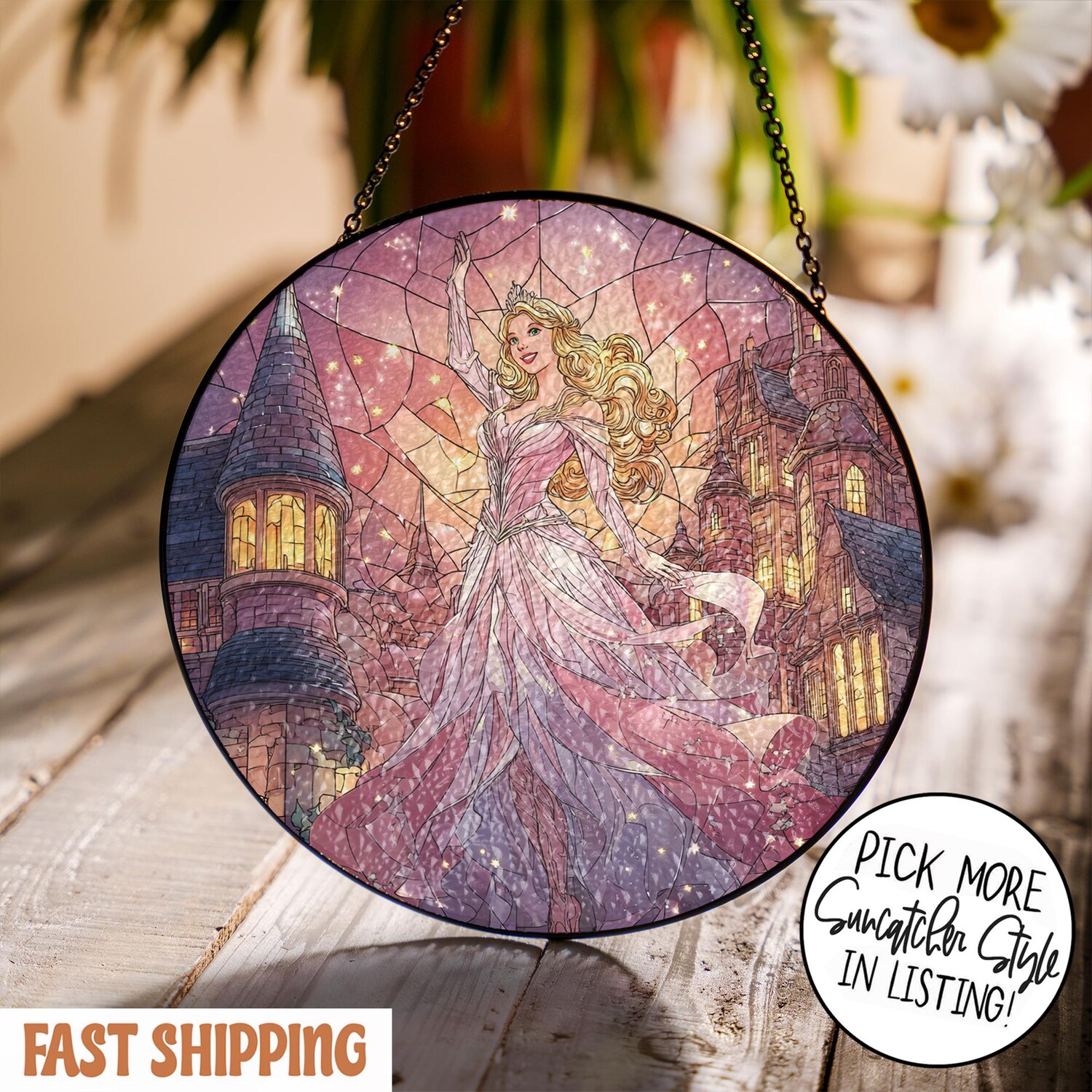 Glinda Wicked Stained Glass Suncatcher, Wicked Glinda Suncatcher, Team ...