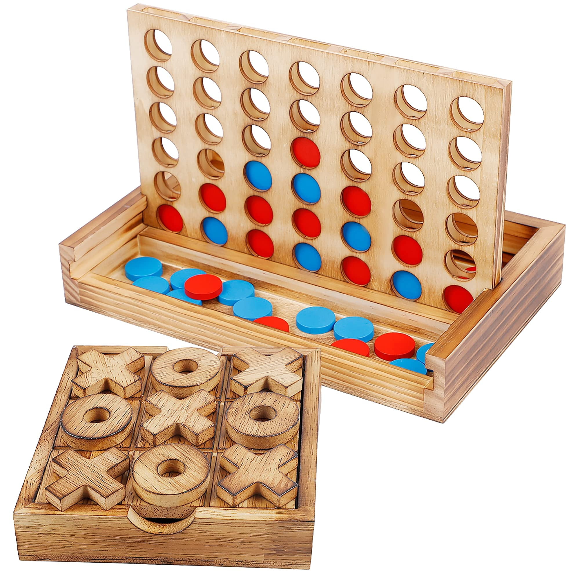 Glintoper Tic Tac Toe SSF20 & 4 in a Row Table Games Set - Rustic Decor ...