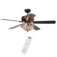 Gliska 52-Inch 5-Blade Rustic Bronze Lighted Ceiling Fans with Crystal ...