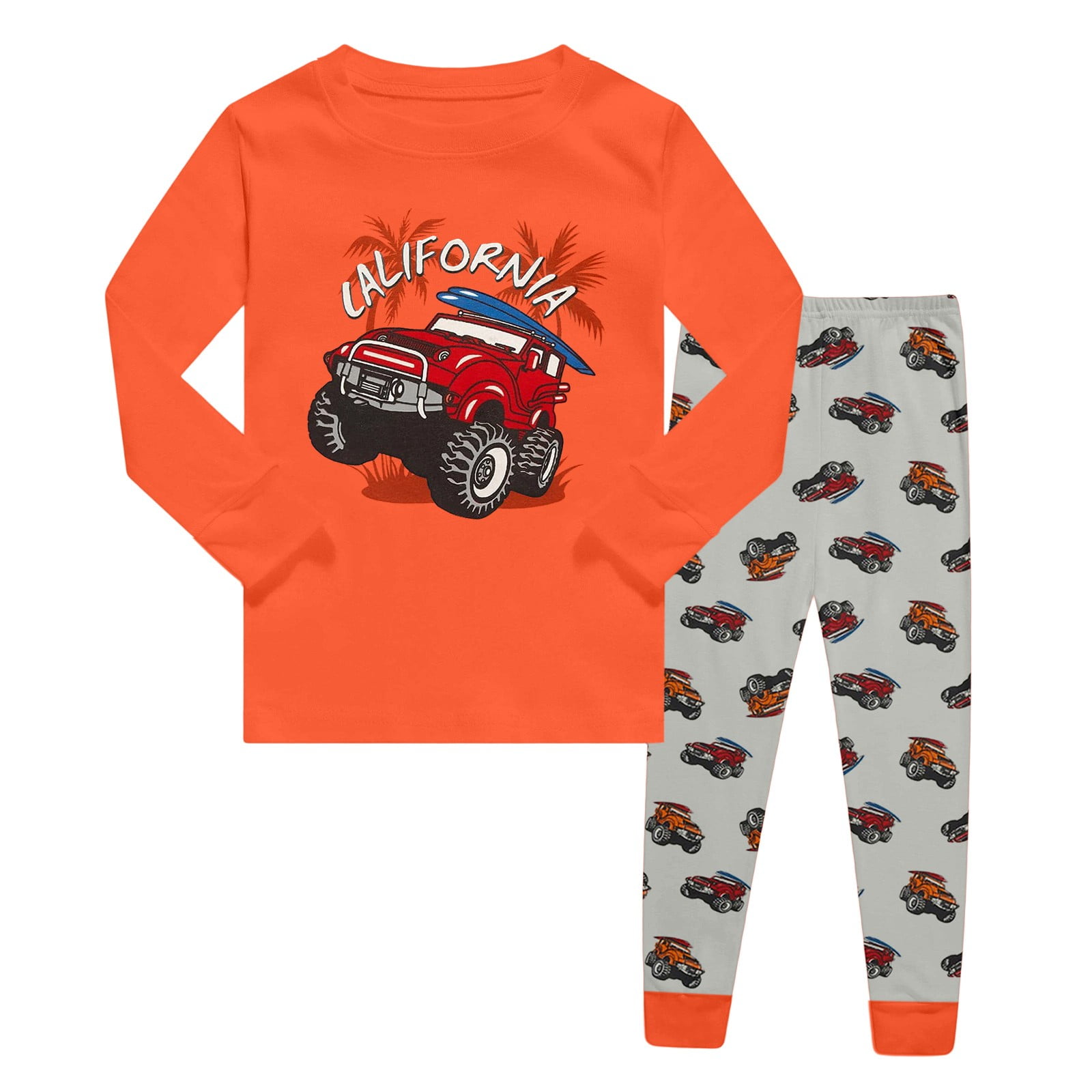 Glisme 2 Pack Boys Pajamas Set Long Sleeve Sleepwear With Cartoon Dinosaur Print Soft And Skin ...