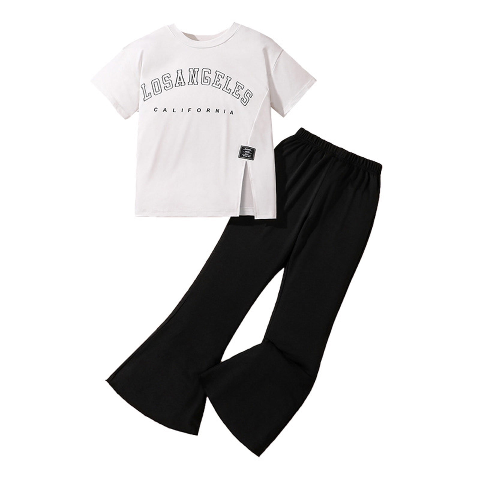 Glisme Casual Girls Clothing Set Summer Short Sleeve Letter Prints Top ...