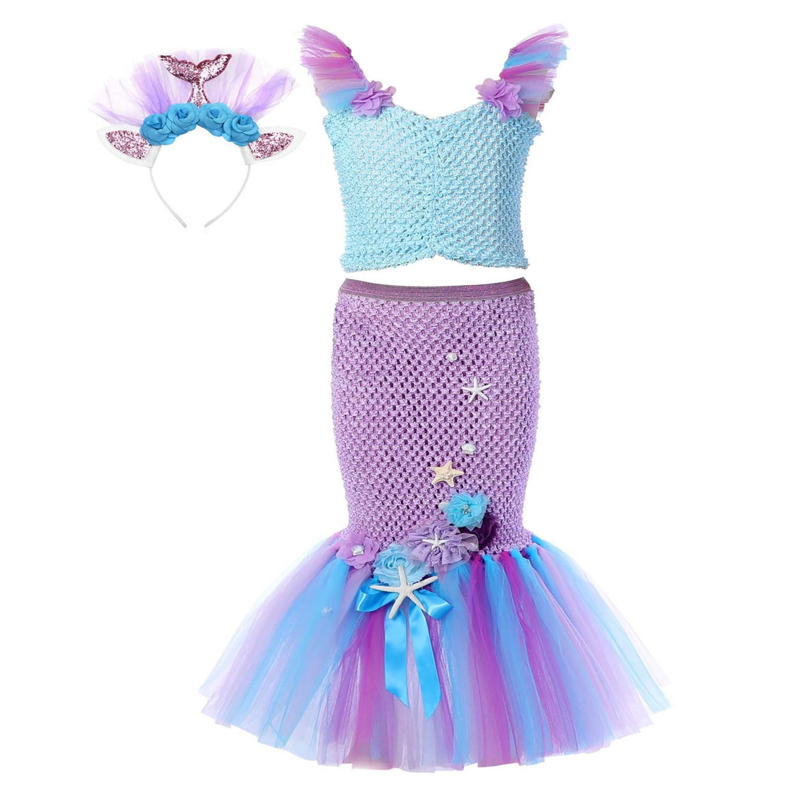 Glisme 2 Pack Girls Outfit Tutu Dreams Memaid Dress Outfit For Girls ...