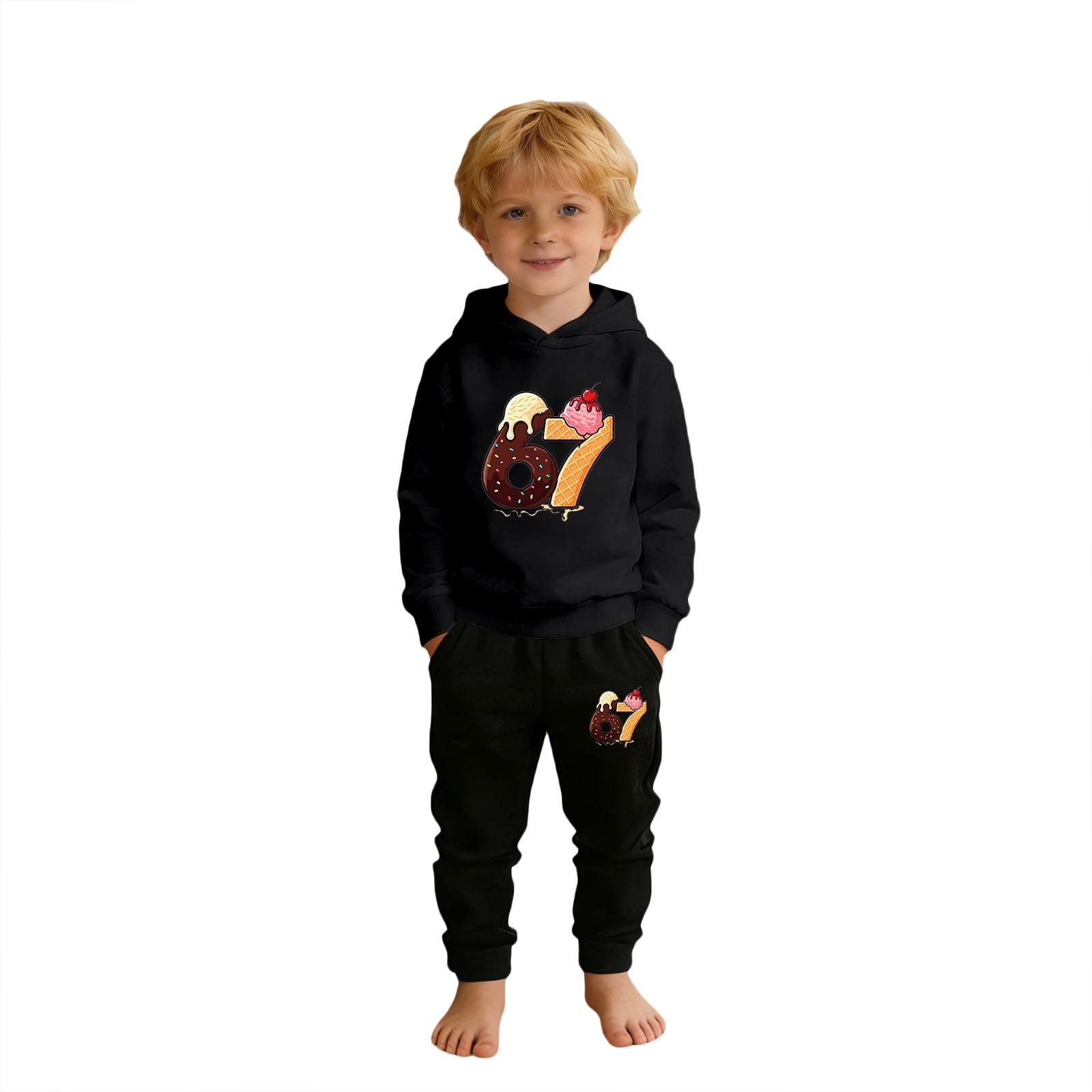 Glisme Boys Outfits Casual Hoodie And Jogger Graphic Number Print ...