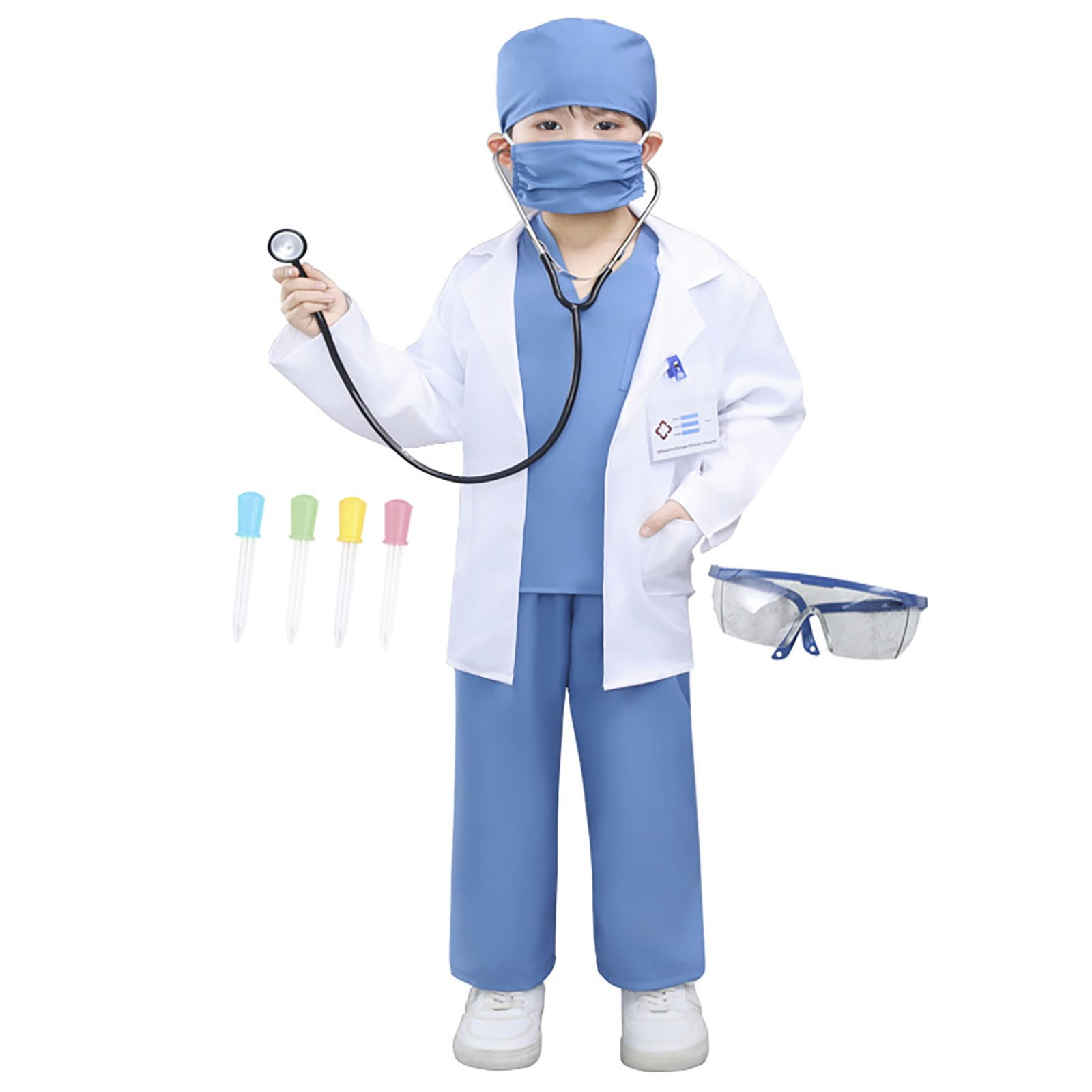 Glisme Boys Outfits Children White Lab Coat Doctors Play Dress Up Set ...