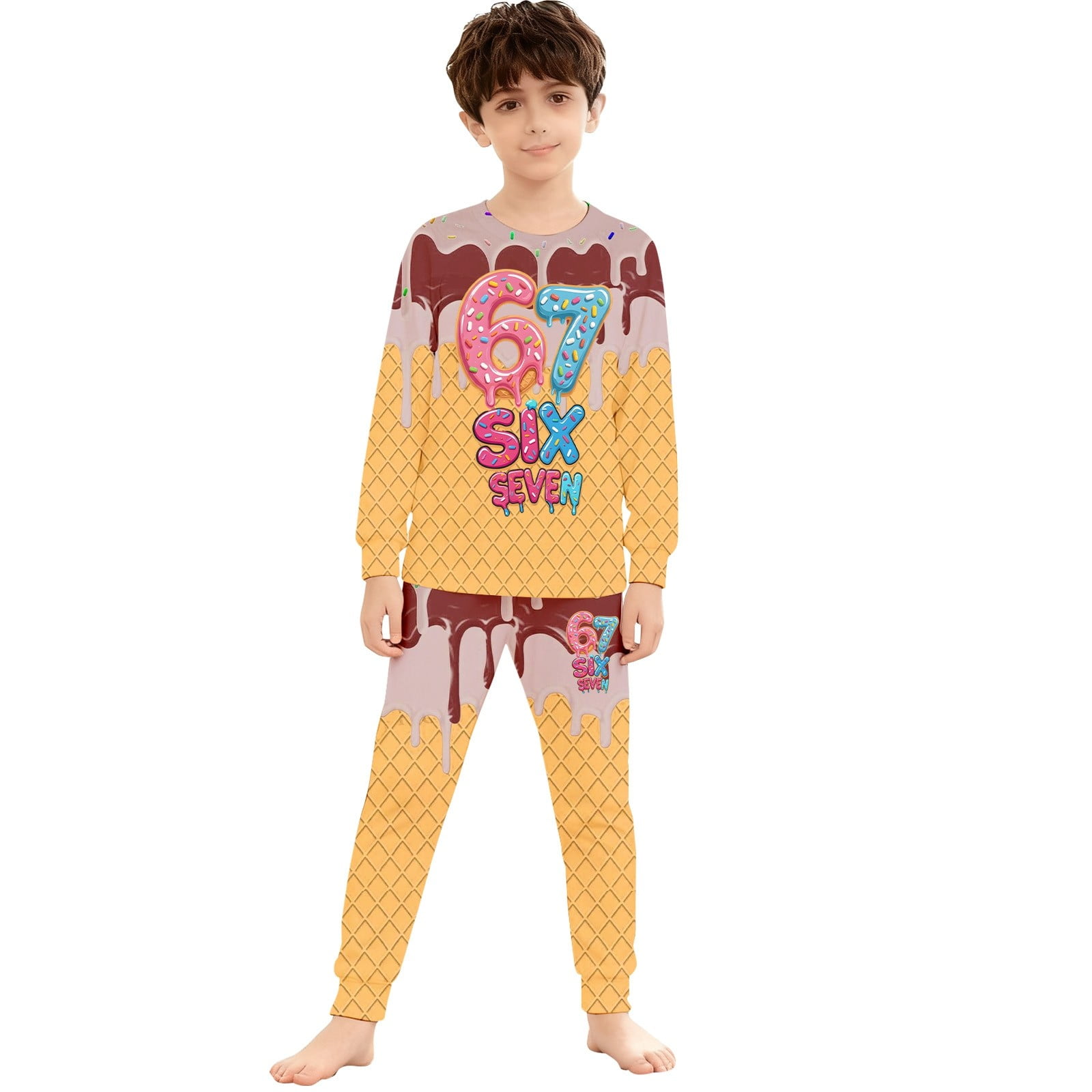 Glisme Boys Outfits Number Ice Print Loungewear Two Piece Pajamas Soft ...