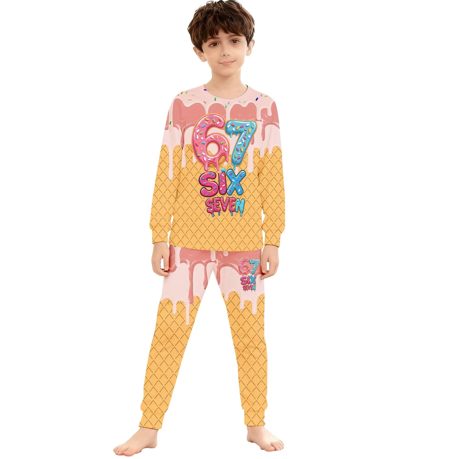Glisme Boys Outfits Number Ice Print Loungewear Two Piece Pajamas Soft ...