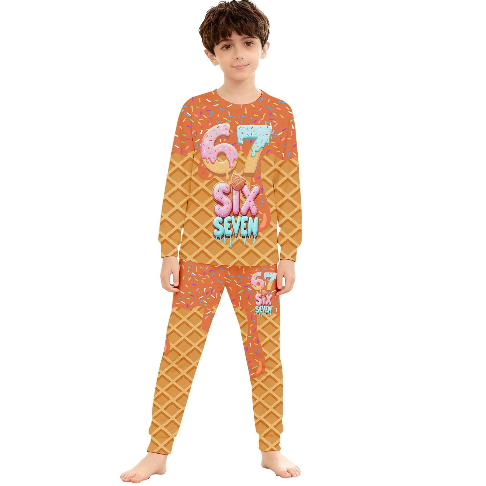 Glisme Boys Outfits Number Ice Print Loungewear Two Piece Pajamas Soft ...