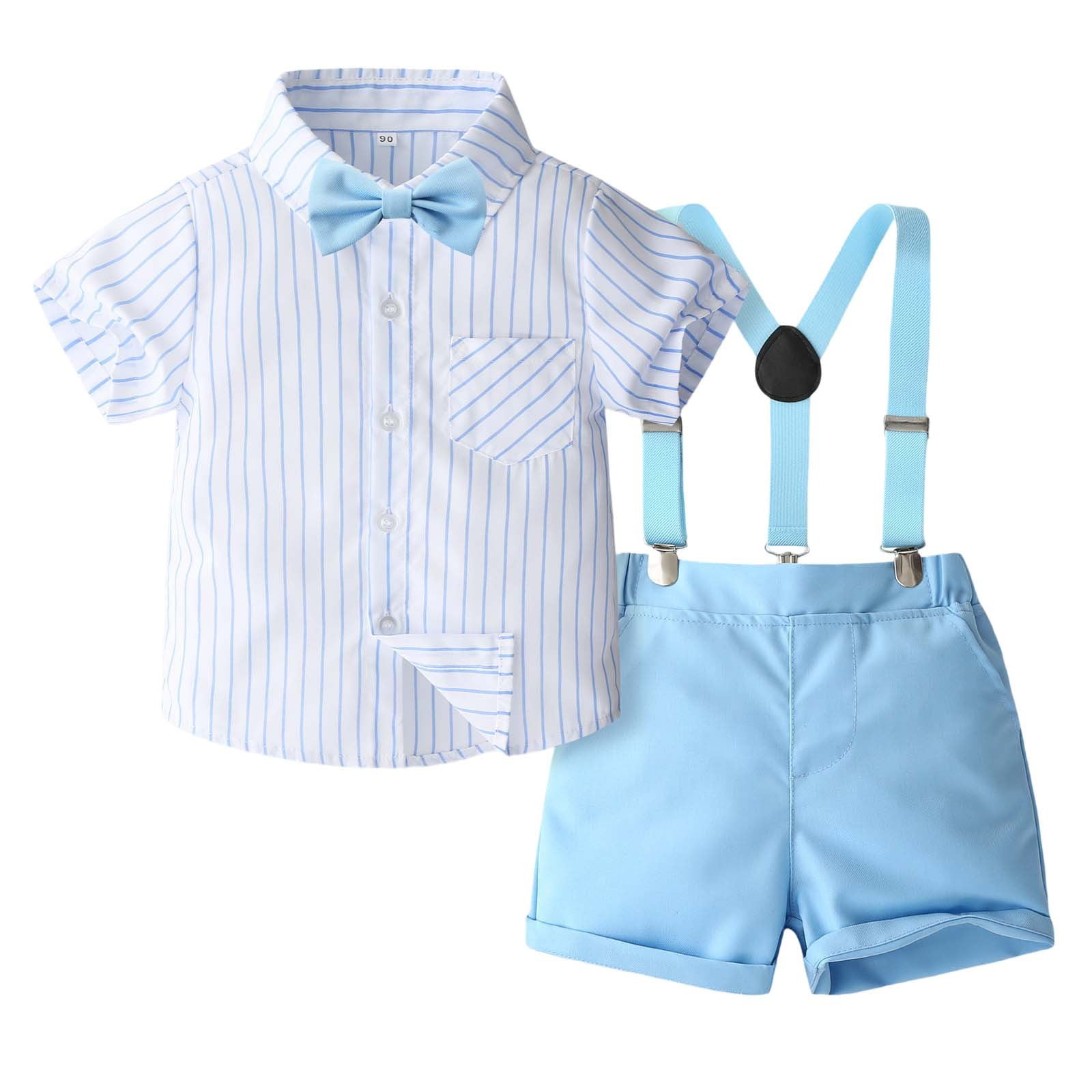 Glisme Boys Outfits Set Gentleman Shirt & Suspenders Set Summer Formal ...