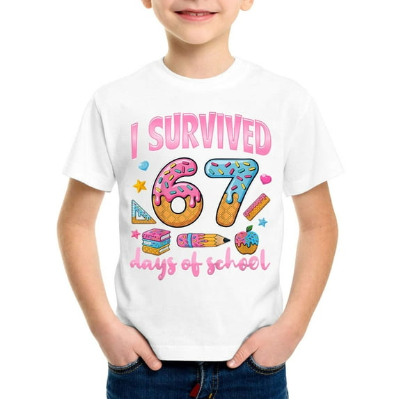 Glisme Boys T Shirt Summer Short Sleeved T-Shirt Solid Color Letter ...