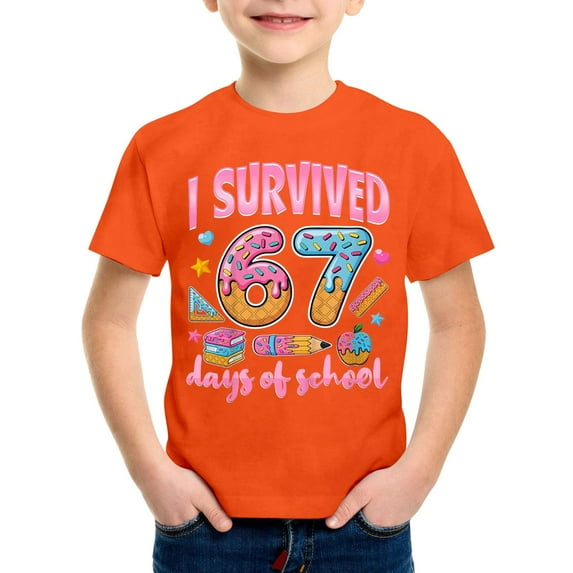 Glisme Boys T Shirt Summer Short Sleeved T-Shirt Solid Color Letter ...