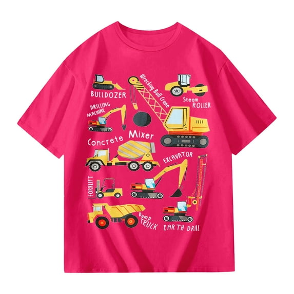 Glisme Boys T Shirt Unisex Short Sleeve T-Shirt Excavator Truck Print ...