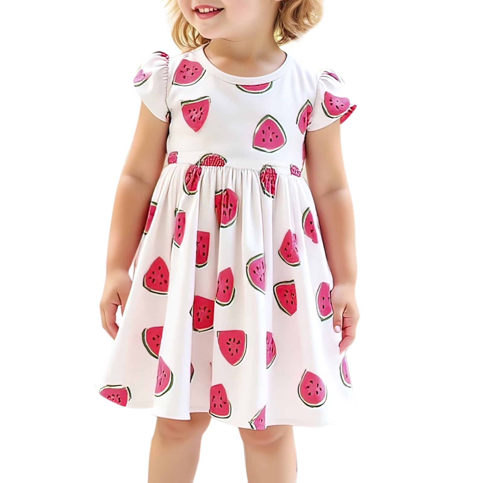 Glisme Fashion Girls Dresses Size 3-4 Y Kids Summer Butterfly Sleeves ...