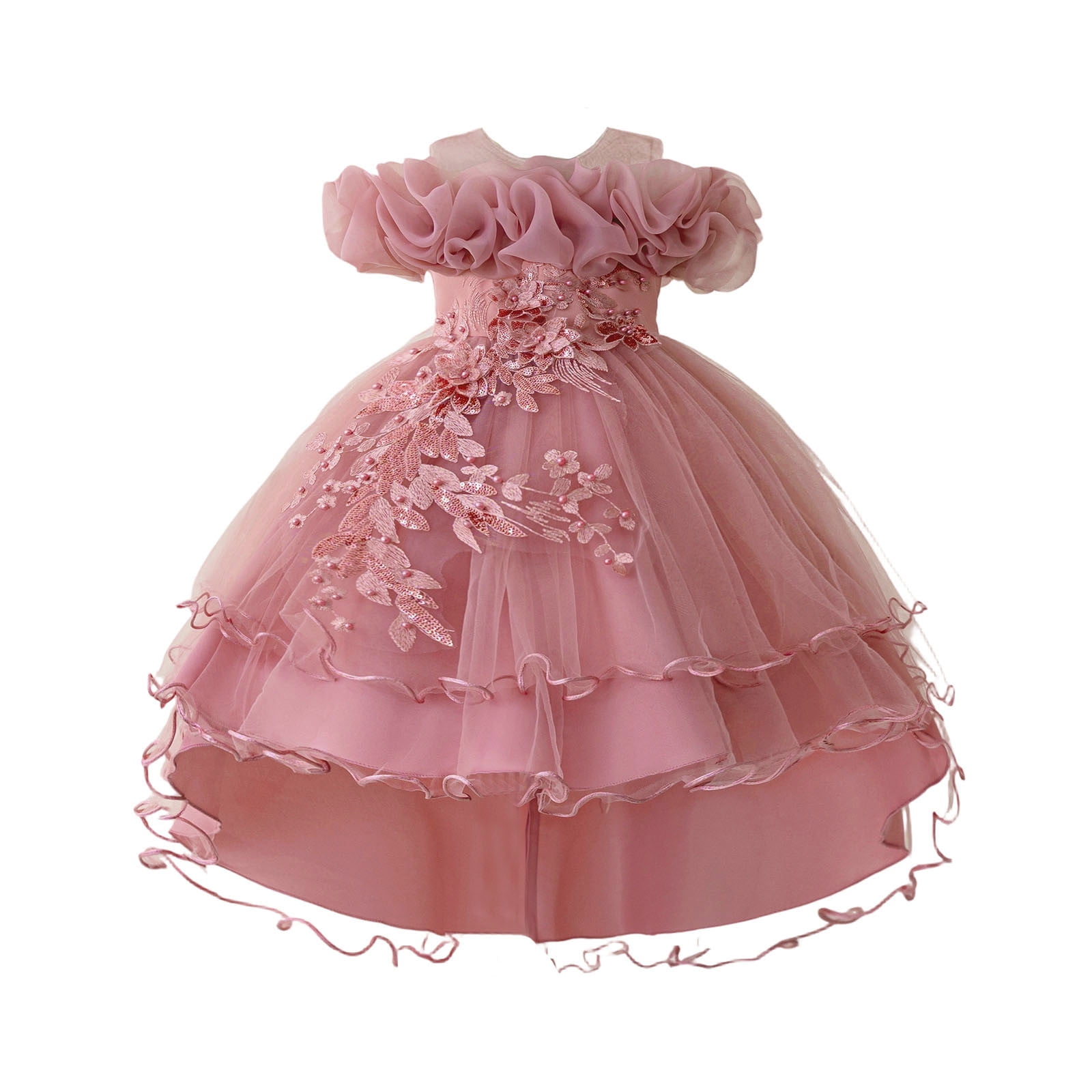 Glisme Fashion Girls Dresses Size 7-8 Y Satin Dress With Puffed Sleeves ...
