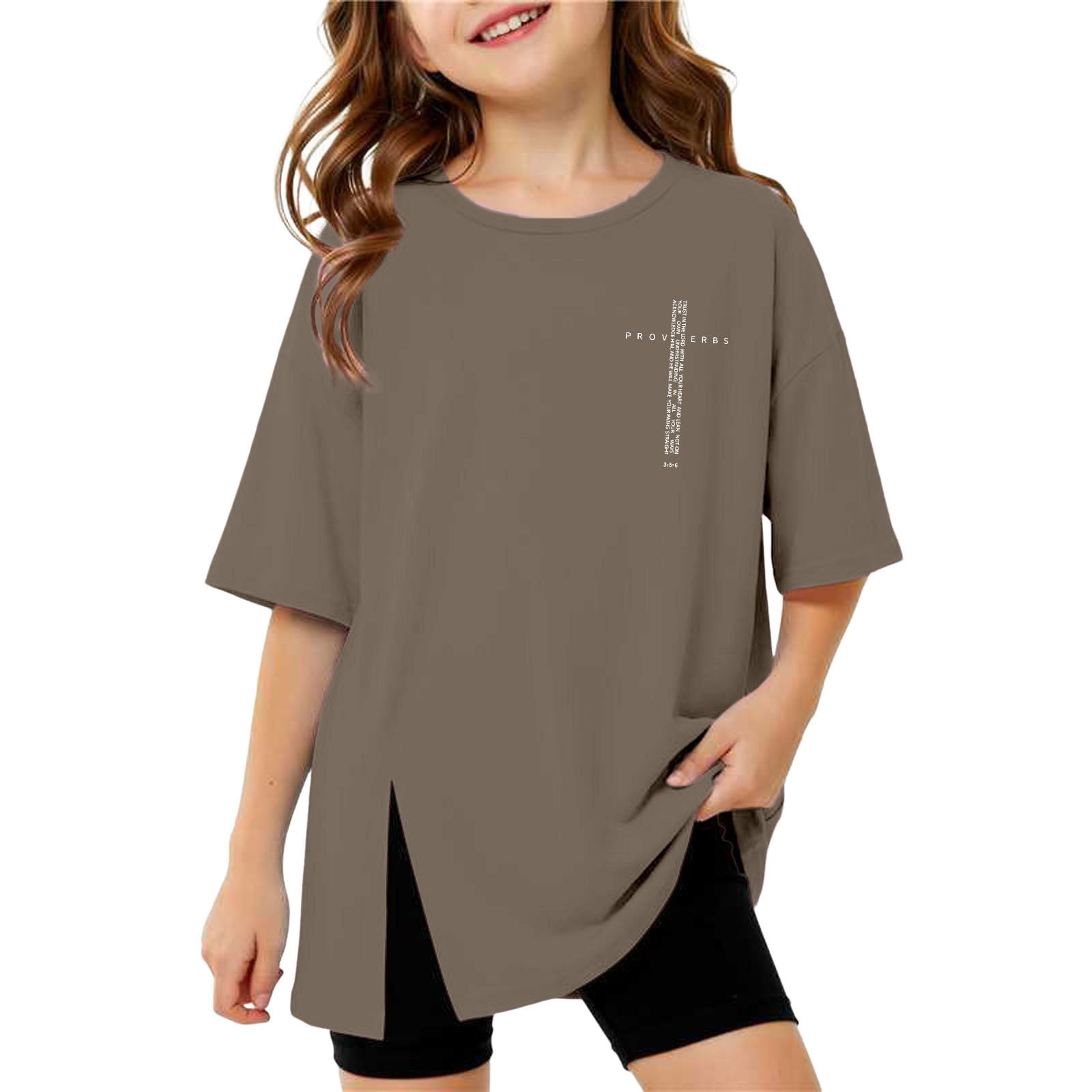 Glisme Girl'S Tops O Neck Short Sleeve Loose Fit T Shirt Cartoon Prints ...