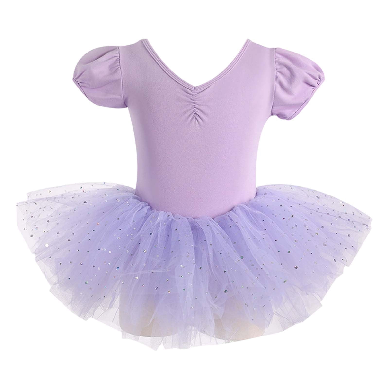 Glisme Girls Ballet Dance Dresses Gymnasium Dress Short Sleeve Leotard ...