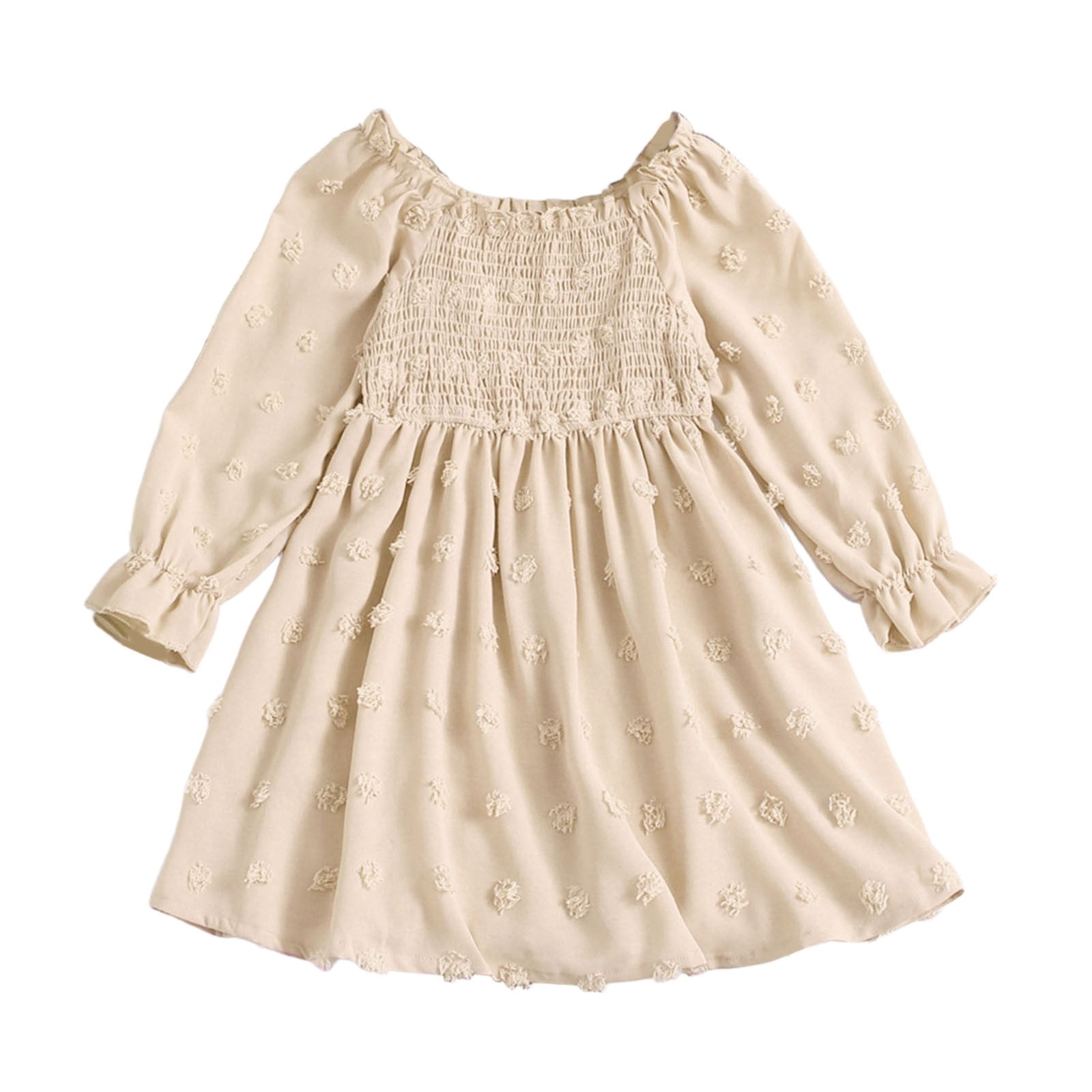Glisme Girls Dresses Long Sleeve Square Neck Ruffle Tiered Smocked ...