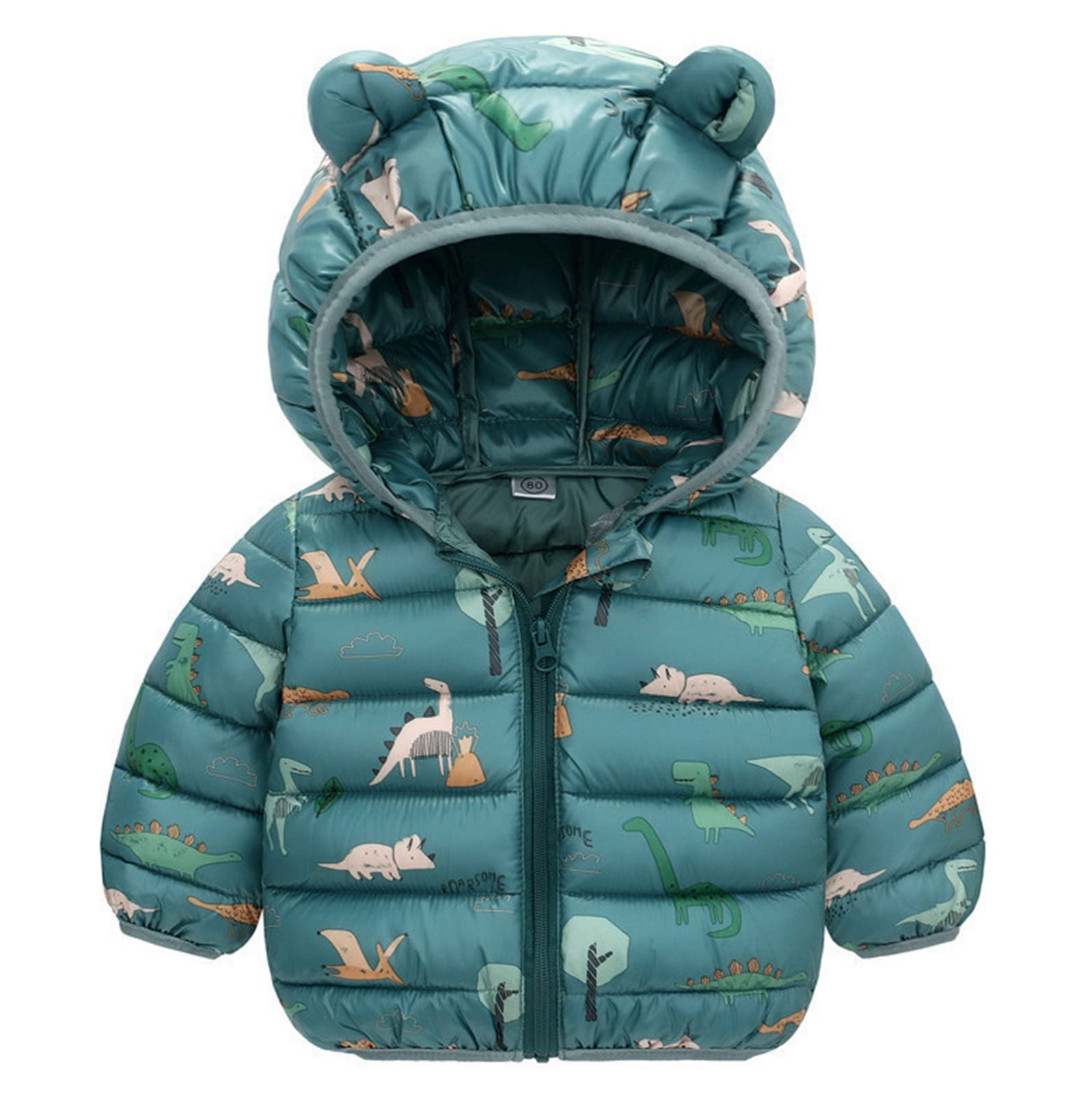 Glisme Girls Jacket Coat Windproof Toddler Jacket Winter Dinosaur Warm Cartoon Hooded Coat ...
