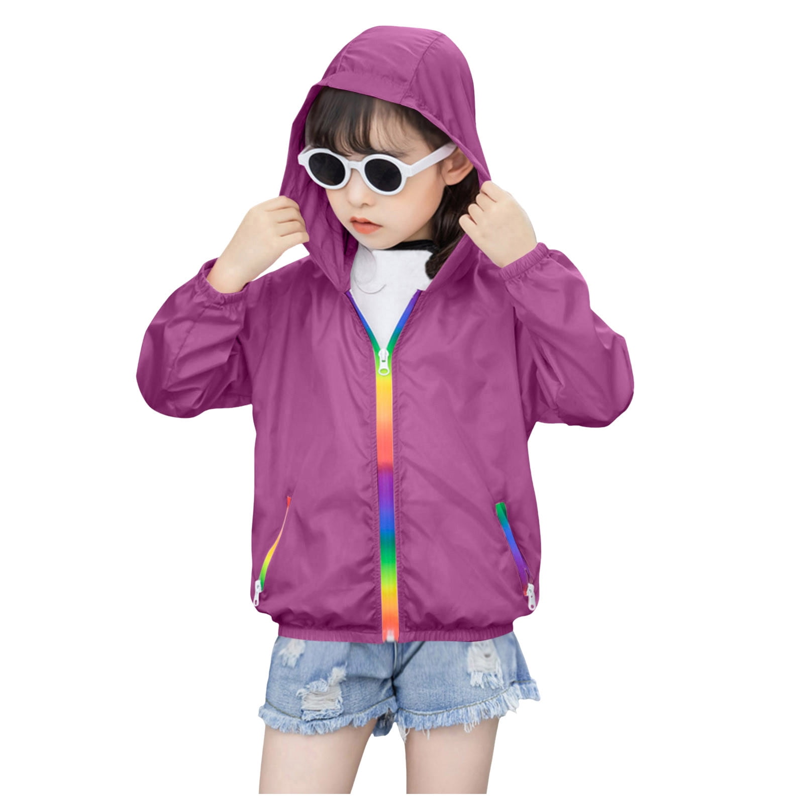 Glisme Girls Jacket Kids Sun Sunscreen Hoodie Jacket Toddler Summer ...