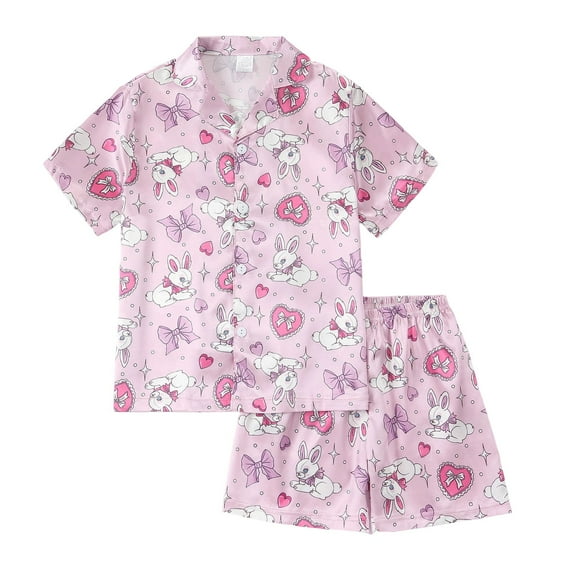 Glisme Girls Outfit Cartoon Animal Print Kids Summer Pajama Soft ...