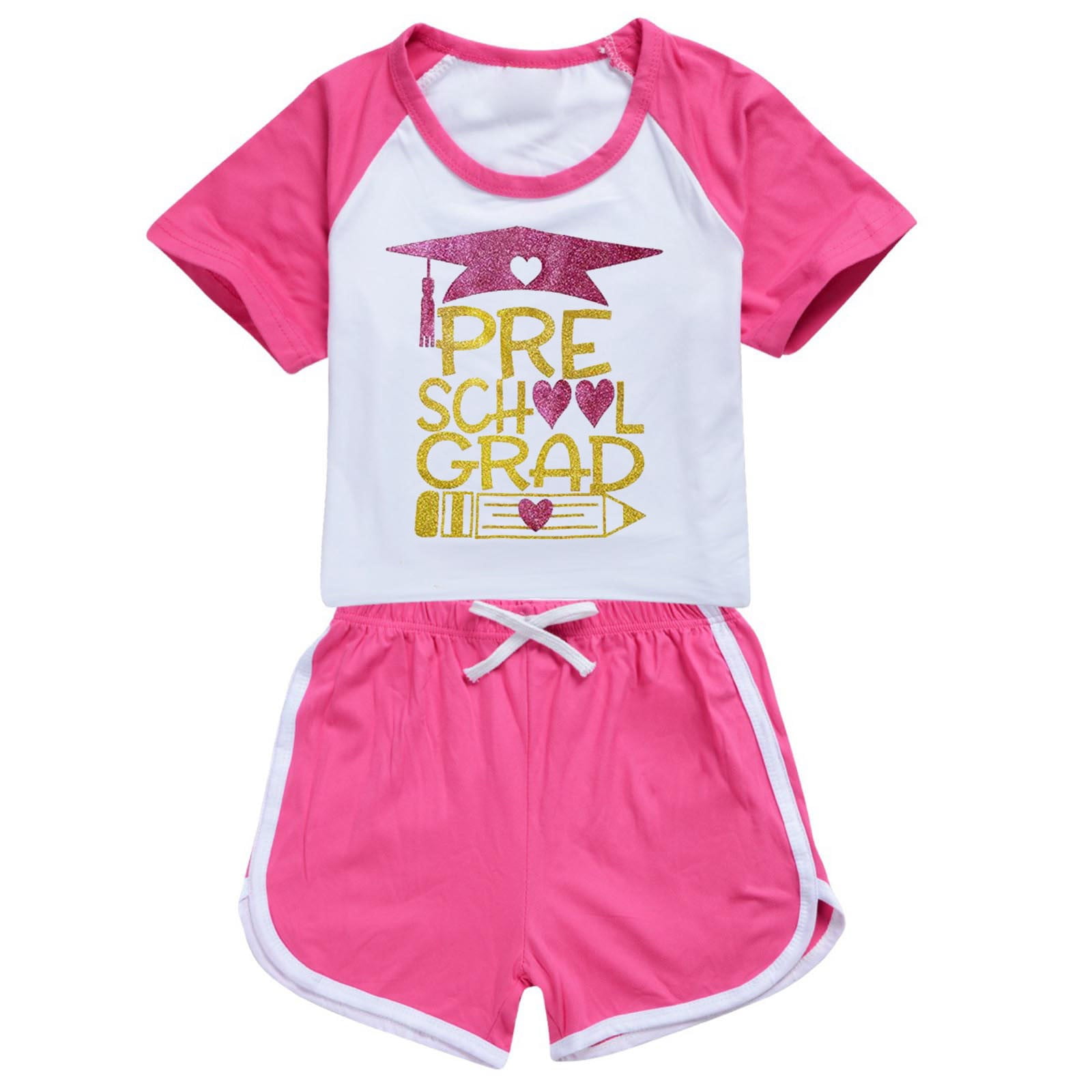 Glisme Girls Outfits Set Children'S Short Sleeved Graduation Season ...