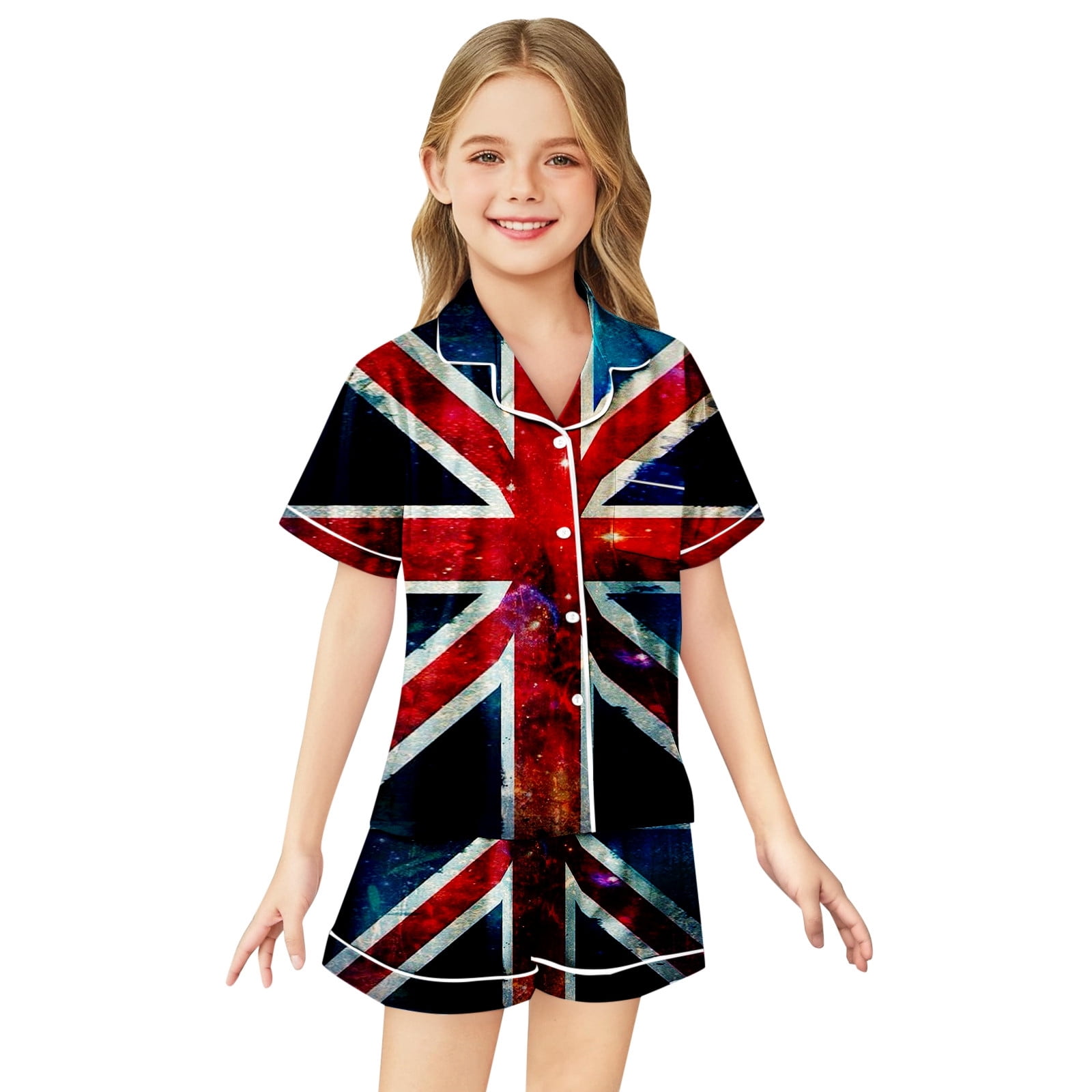 Glisme Girls Outfits Set Kids Casual V Neck Short Sleeve Outfit Set ...