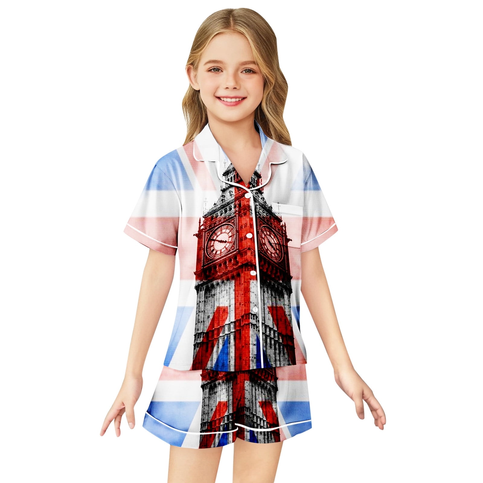 Glisme Girls Outfits Set Kids Casual V Neck Short Sleeve Outfit Set ...
