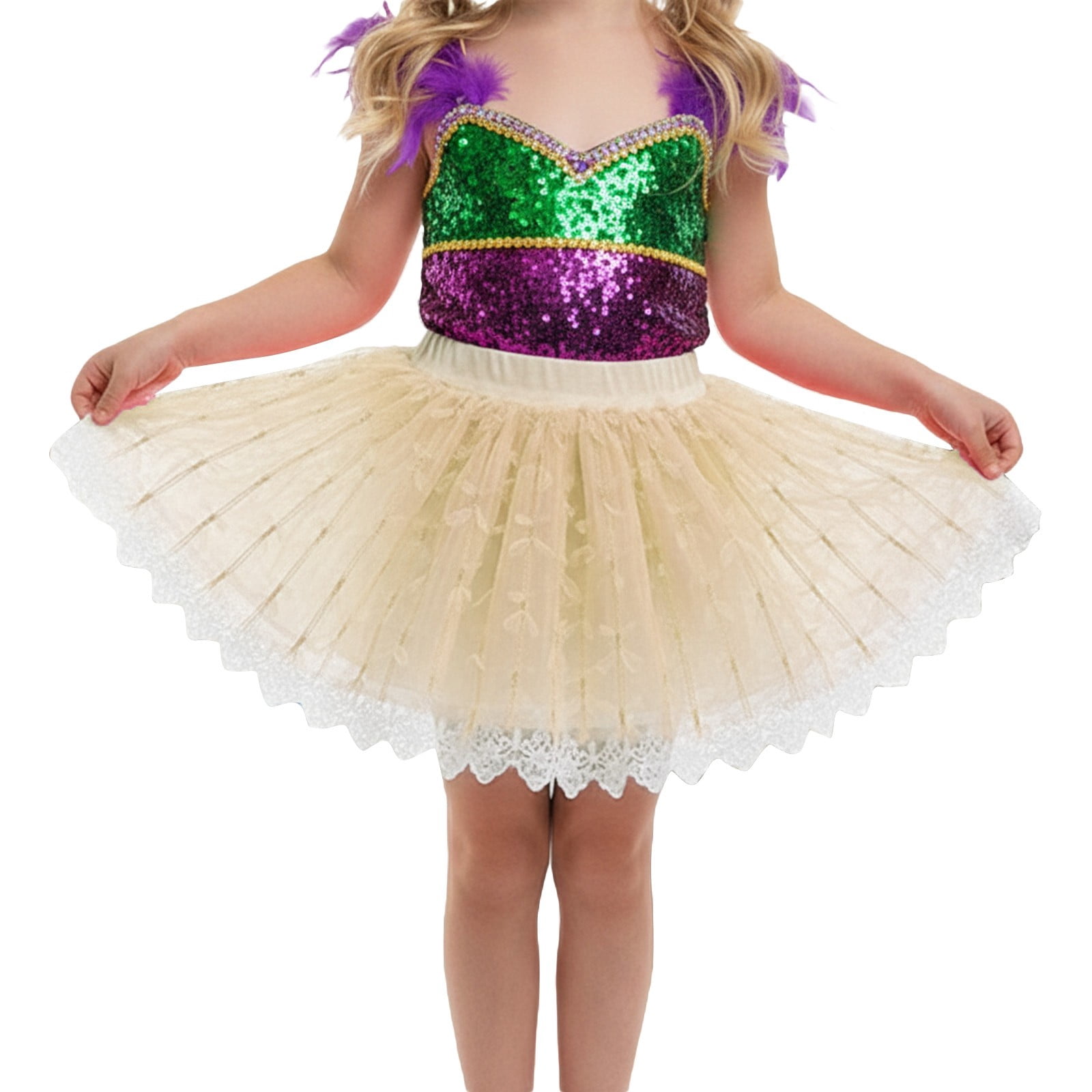 Glisme Girls Party Dresses Solid Color Skirt Classic Waisted Tutu Dress ...