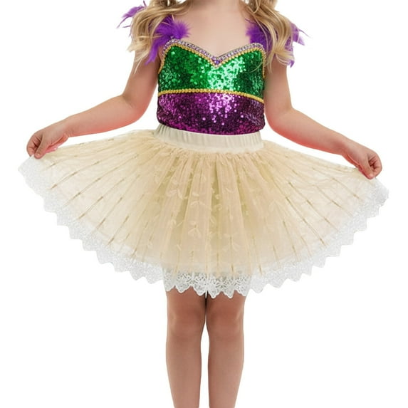 Glisme Girls Party Dresses Solid Color Skirt Classic Waisted Tutu Dress ...
