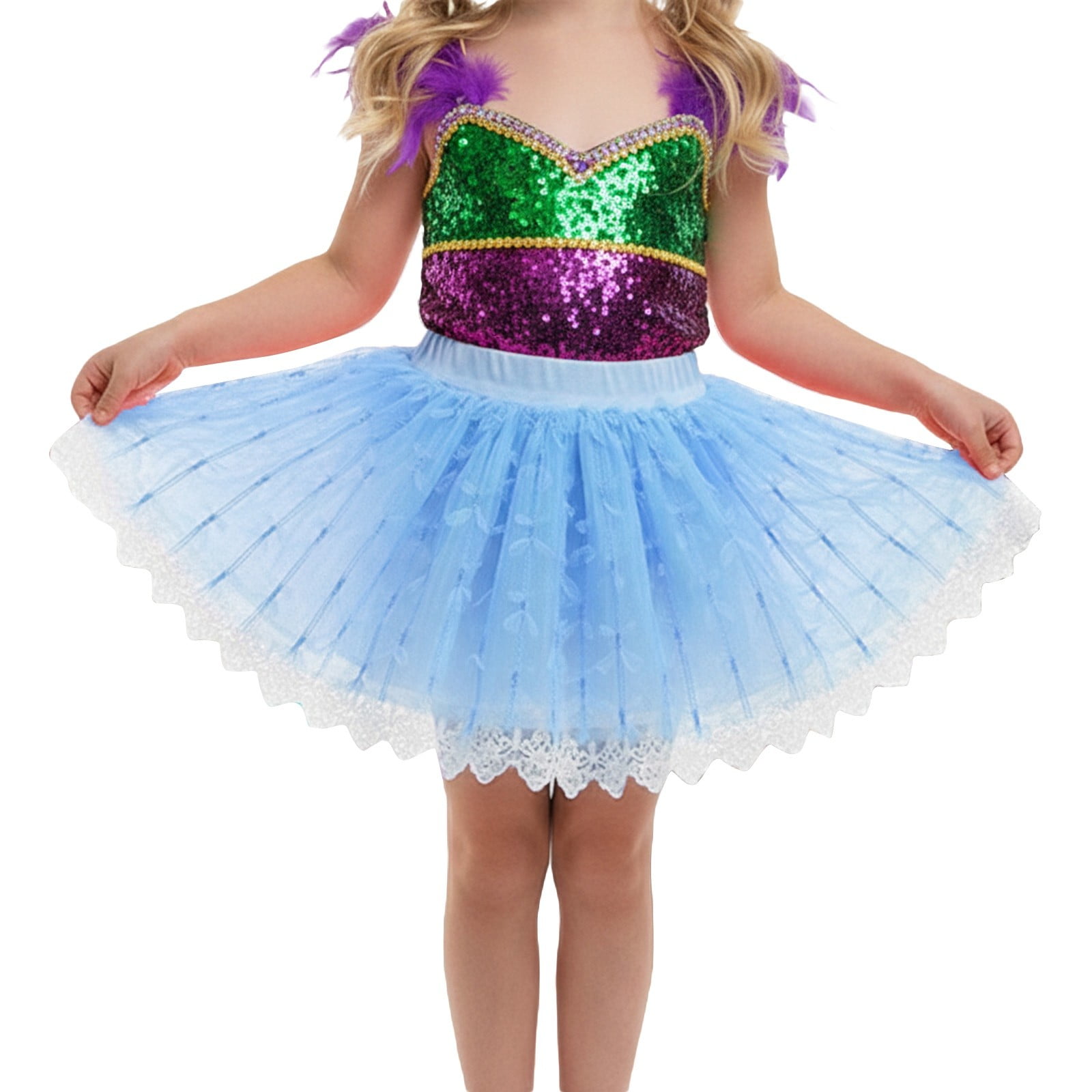Glisme Girls Party Dresses Solid Color Skirt Classic Waisted Tutu Dress ...