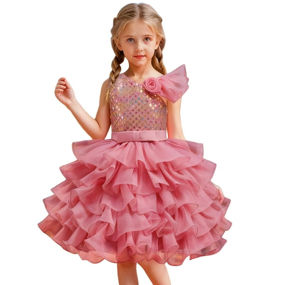Glisme Girls Sequin Dresses Off Shoulder Party Dress Tiered Short Tutu ...