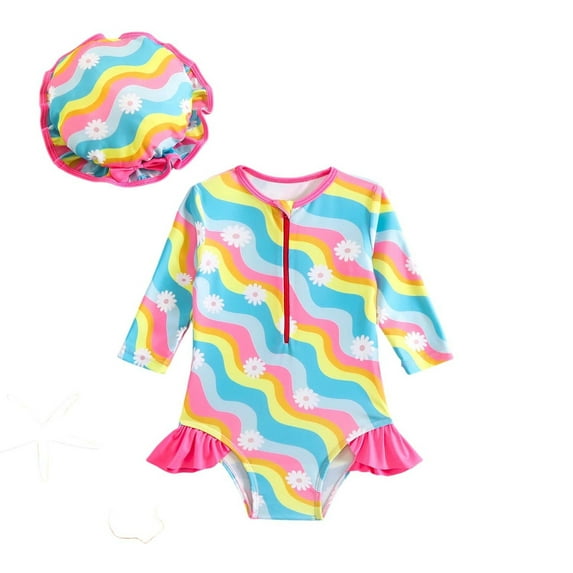 Glisme Girls Swimsuits Swimwear Floral Print Rash Guard Bathing For ...