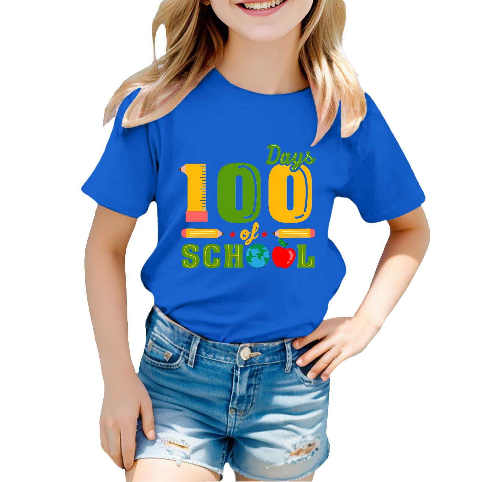 Glisme Girls Tops Size 4-5 Years 100 Days Of School T Shirt For Toddler ...