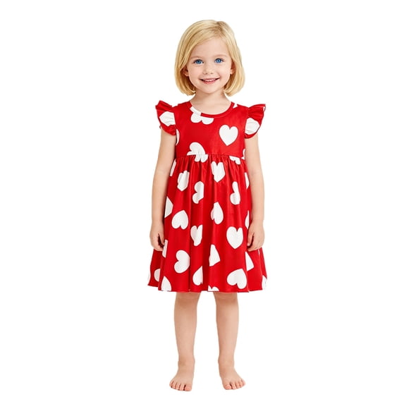 Glisme Girls Valentine's Day Dresses Heart Print Sleeveless Sun Dress ...