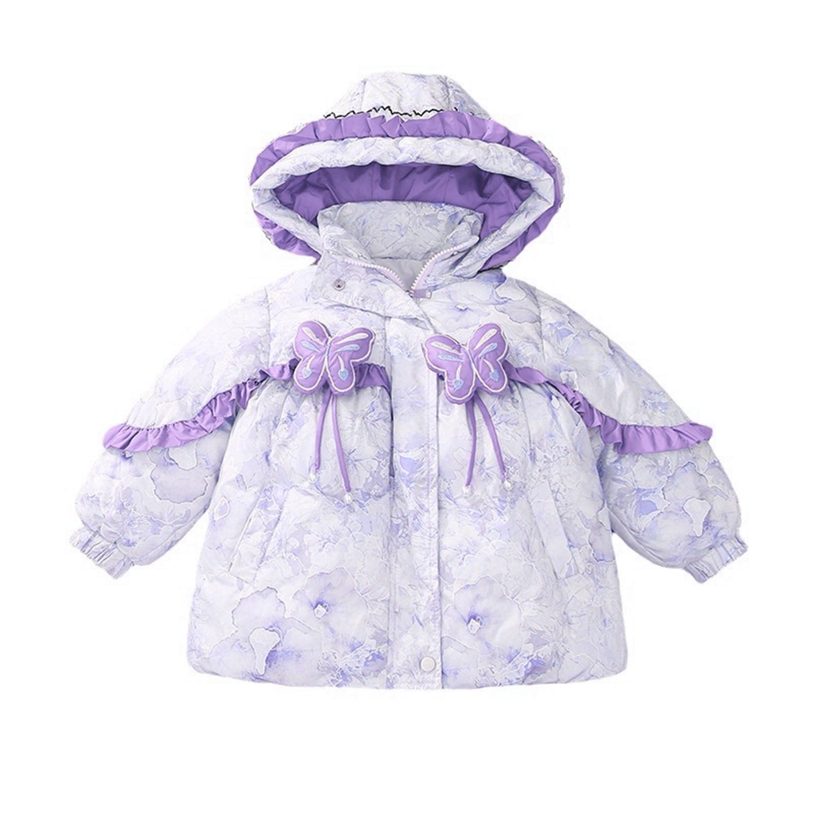 Glisme Girls Winter Down Jacket Thick Padded Jacket Purple Breathable Outerwear Size 4-5 Years ...