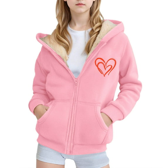 Glisme Girls Winter Jacket Hooded Thermal Jacket With Prints Full Zip ...