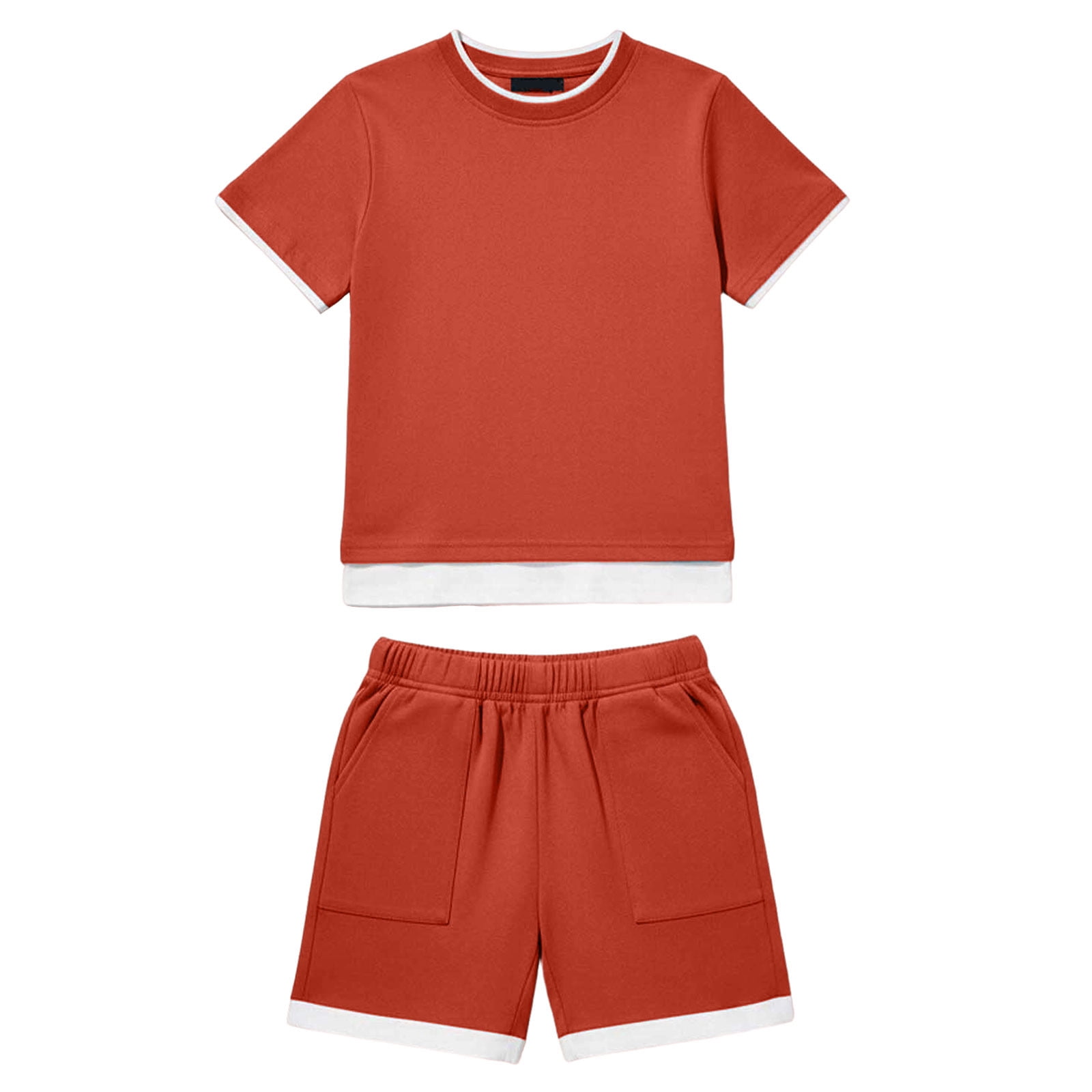 Glisme Kids Boys Outfit Set Colorblock Short Sleeve Crew Neck Shirt ...