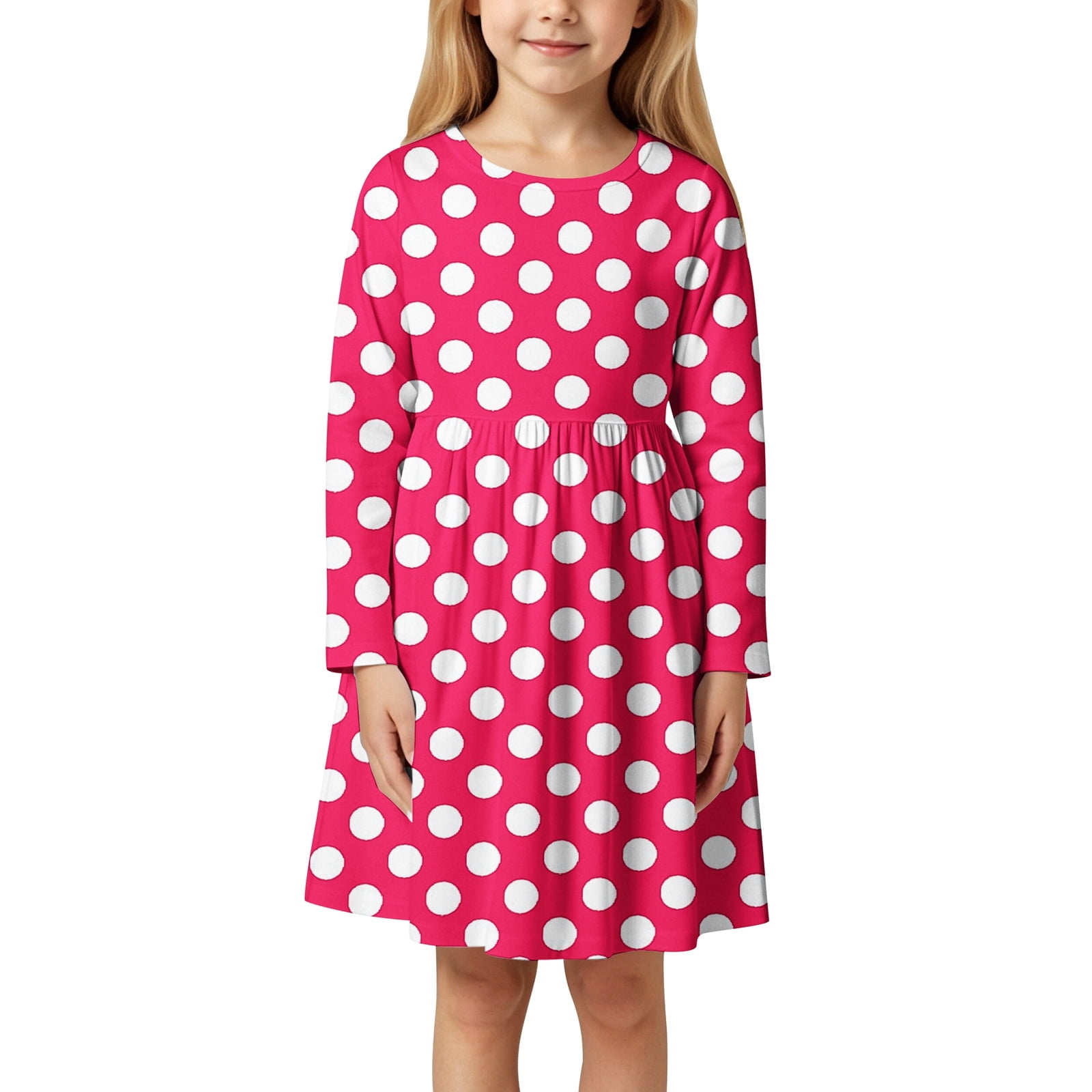 Glisme Summer Dress For Girls Floral Dot Print Long Sleeve Sundress For ...